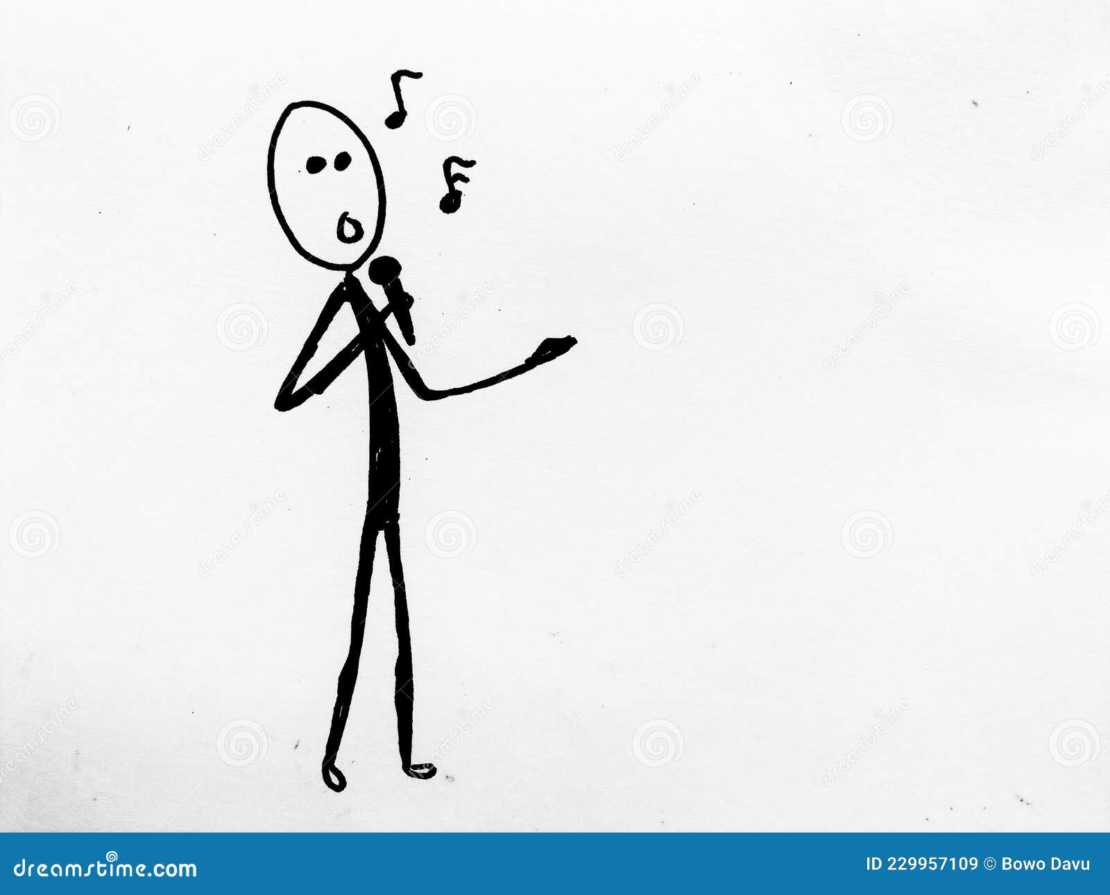 Marker Hand Drawn Illustration. Stickman Figure Singing Stock ...