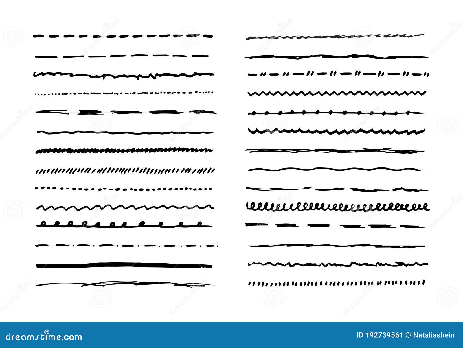 Marker Hand-drawn Vector Line Border Set and Scribble Stock Vector ...