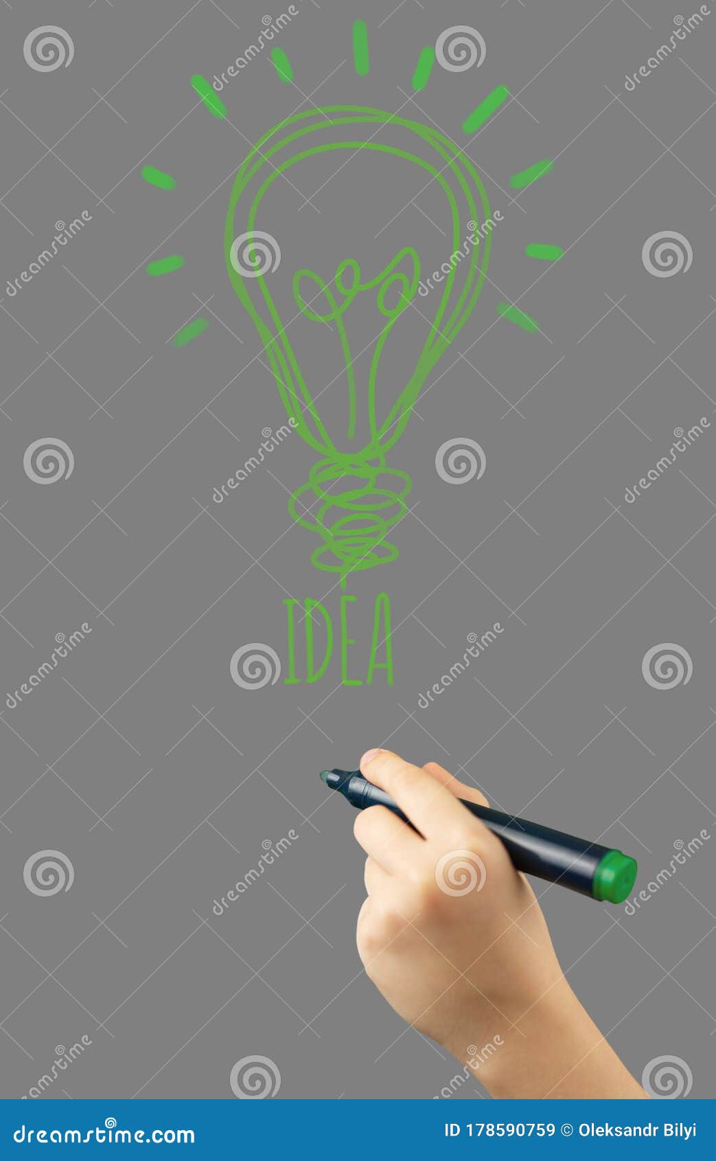 Marker in Hand with the Word Idea and Bulb Symbol Stock Image - Image ... Marker in Hand with the Word Idea and Bulb Symbol Stock Image - Image ...