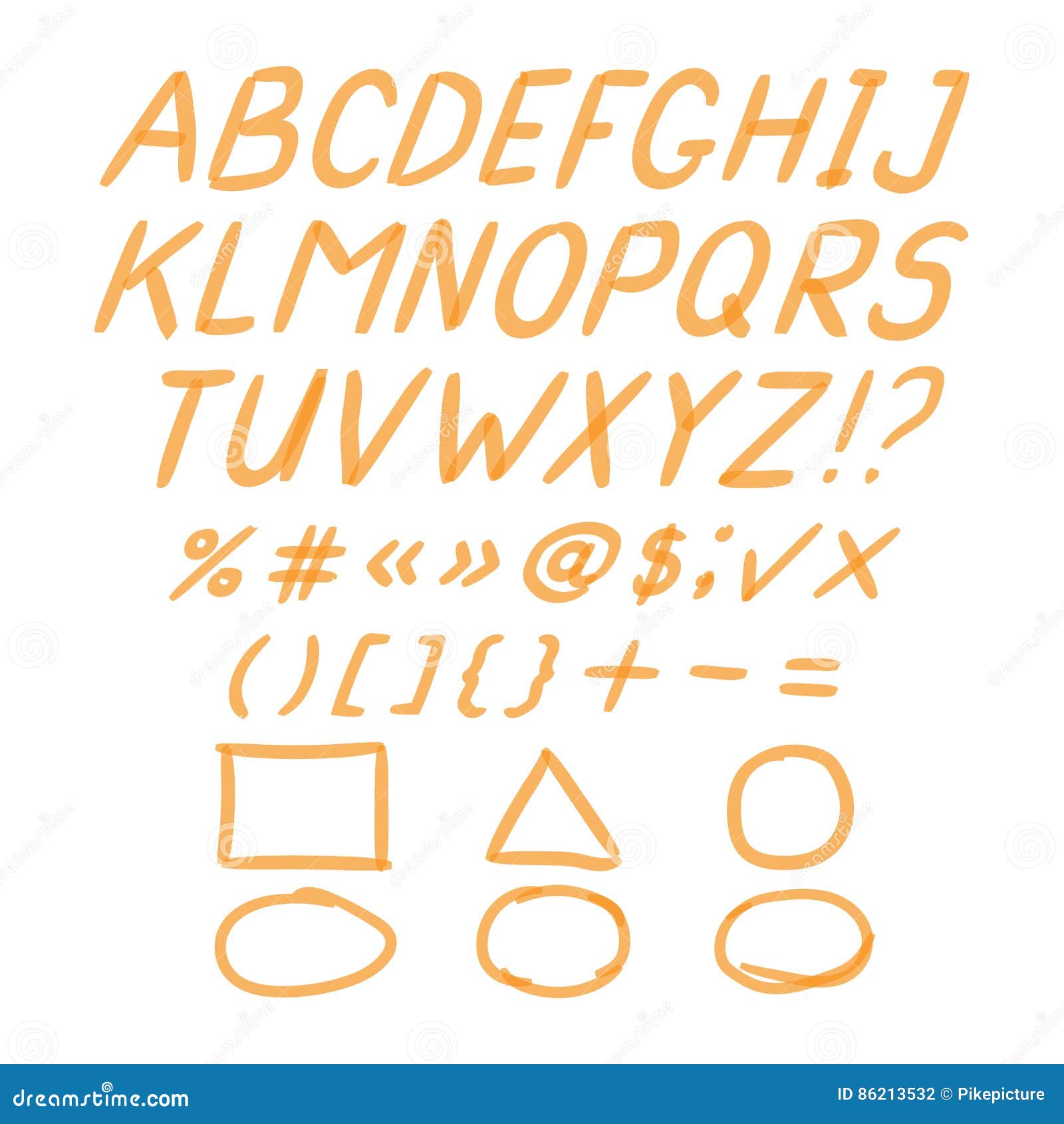 Marker Hand Written Doodle Letters and Mathematical Symbols Vector ...