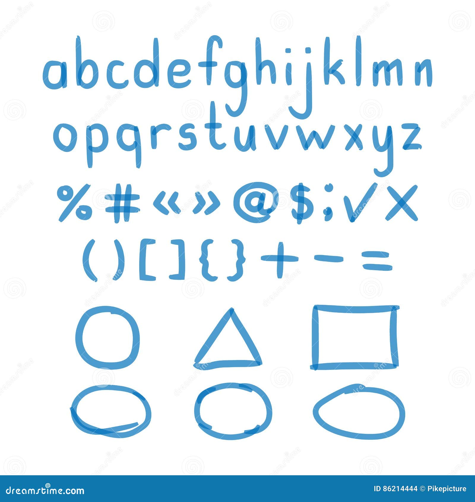 Marker Hand Written Doodle Letters and Mathematical Symbols Vector ...