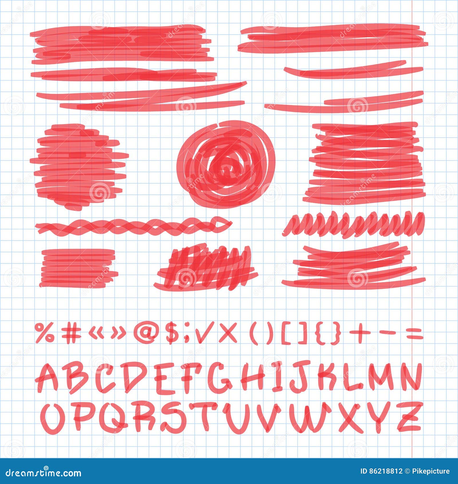 Marker Hand Written Doodle Letters and Mathematical Symbols Vector ...