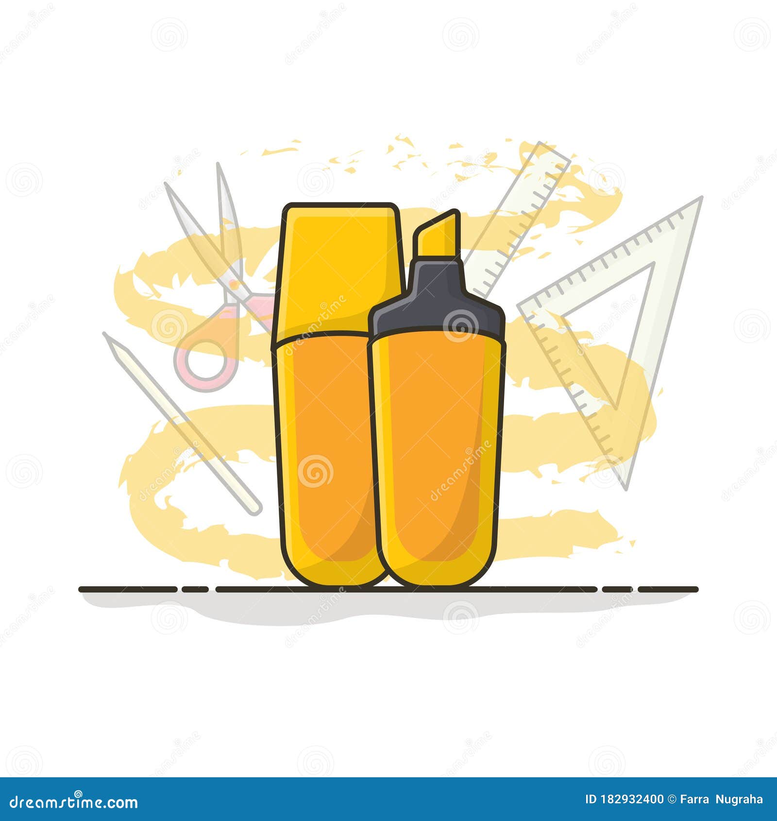 Marker Highlight Brush. Vector Design Flat Icon Stock Vector ...