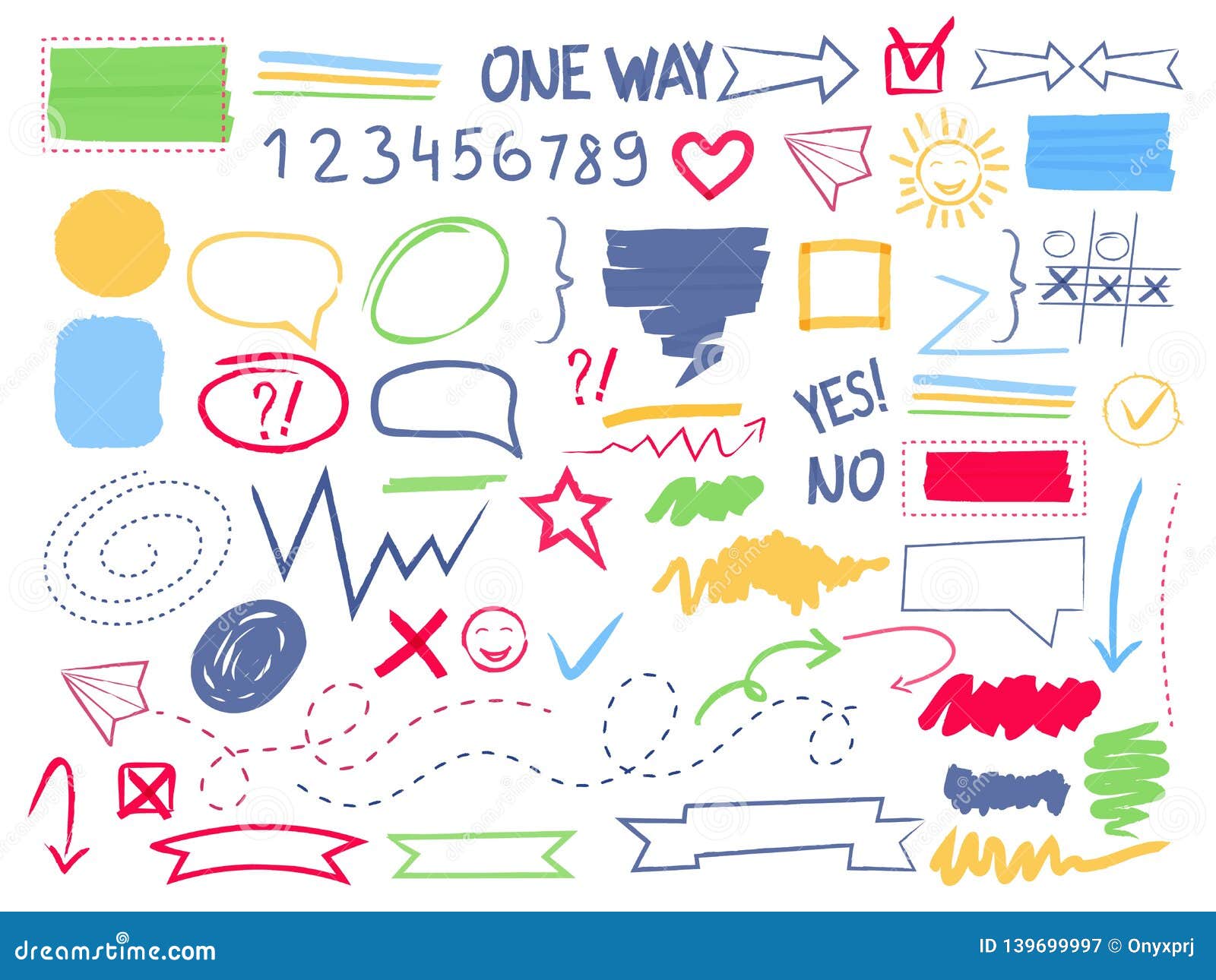 Marker Highlight. Pen Coloring Scribble Selection Arrows Frames and ...