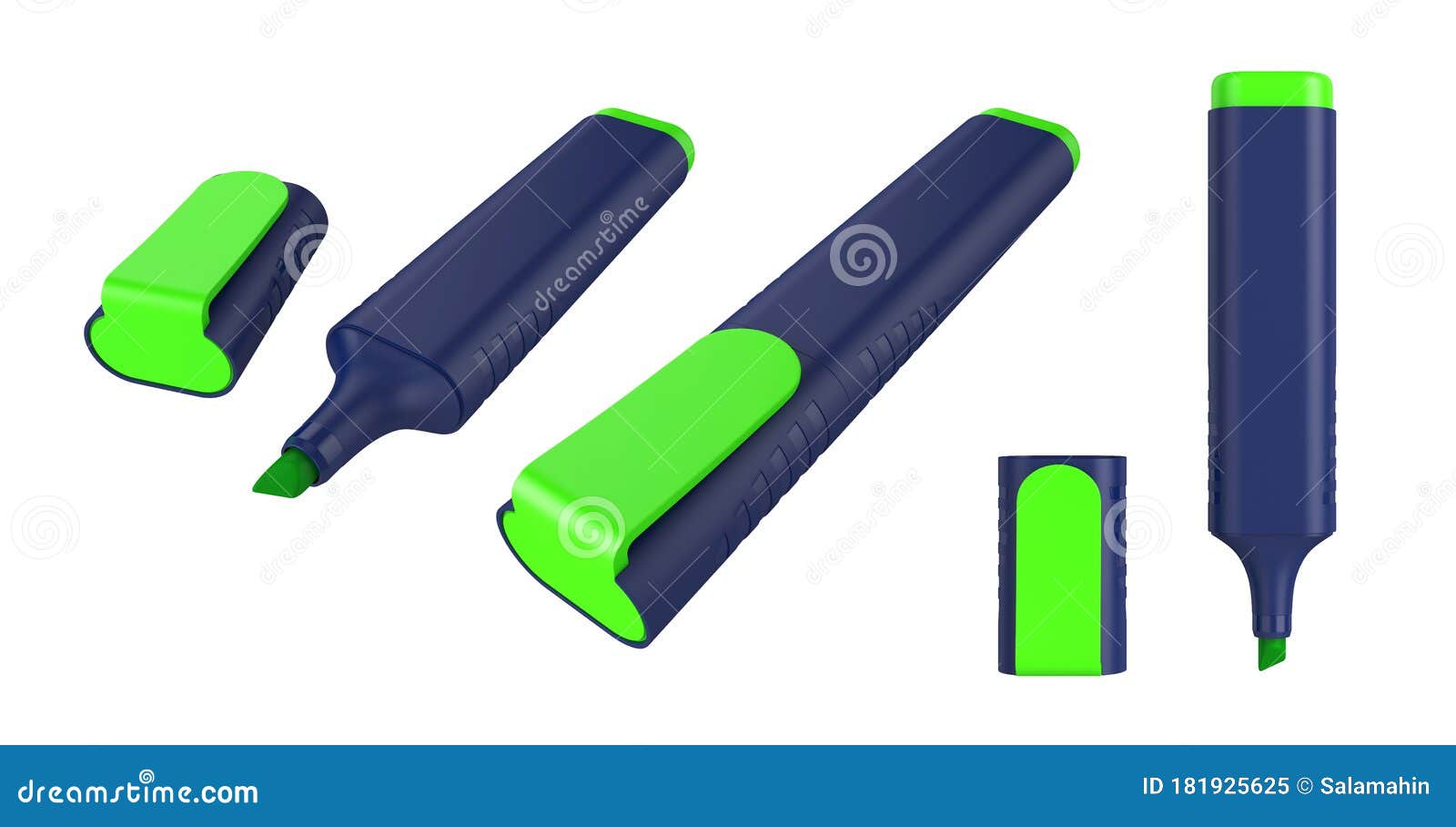Marker Highlighter Isolated on White Background, 3D Rendering Stock ...