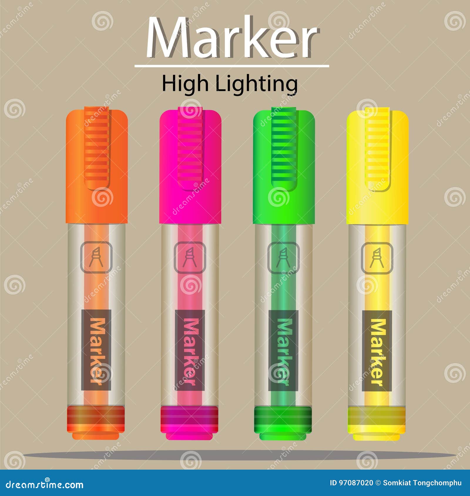 Marker Highlighting icon stock vector. Illustration of pink - 97087020