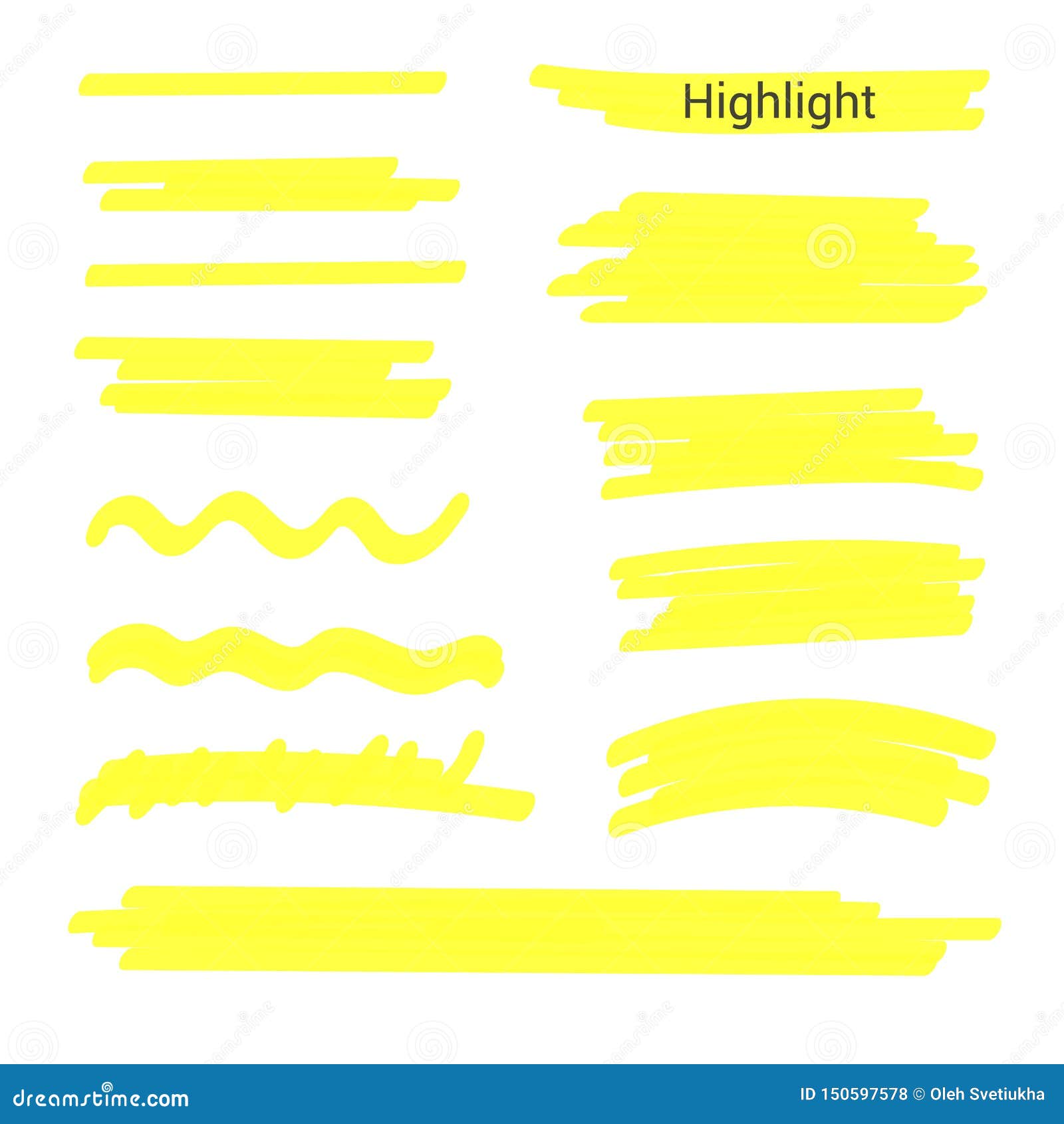 Marker Lines. Vector Highlighter Brush Lines. Hand Drawing Stock Vector ...