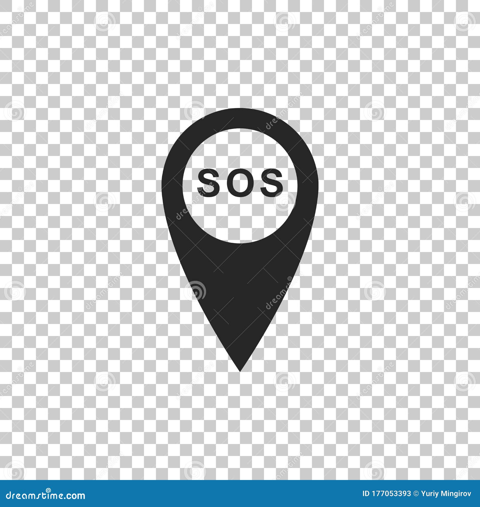 Marker Location with SOS Icon Isolated on Transparent Background. SOS ...