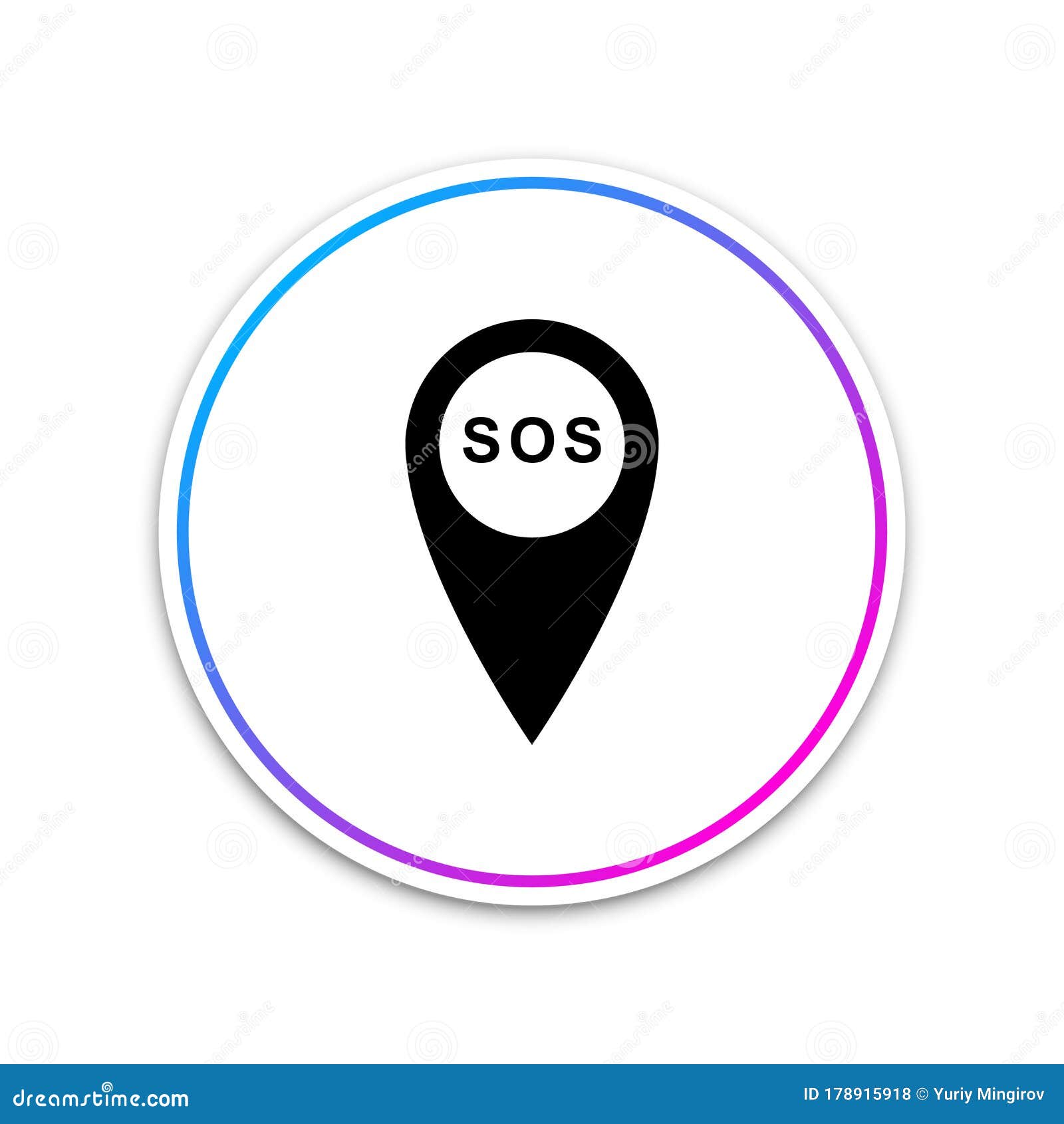Marker Location with SOS Icon Isolated on White Background. SOS Call ...