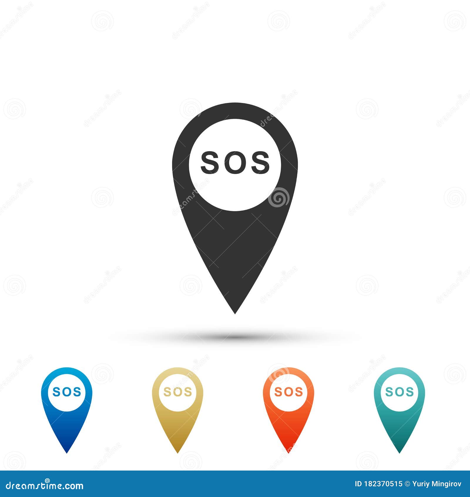 Marker Location with SOS Icon Isolated on White Background. SOS Call ...