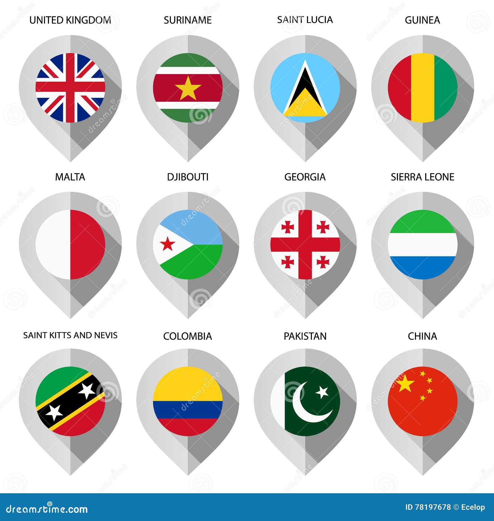 Marker from Paper with Flag for Map - Set Fourth Stock Vector ...