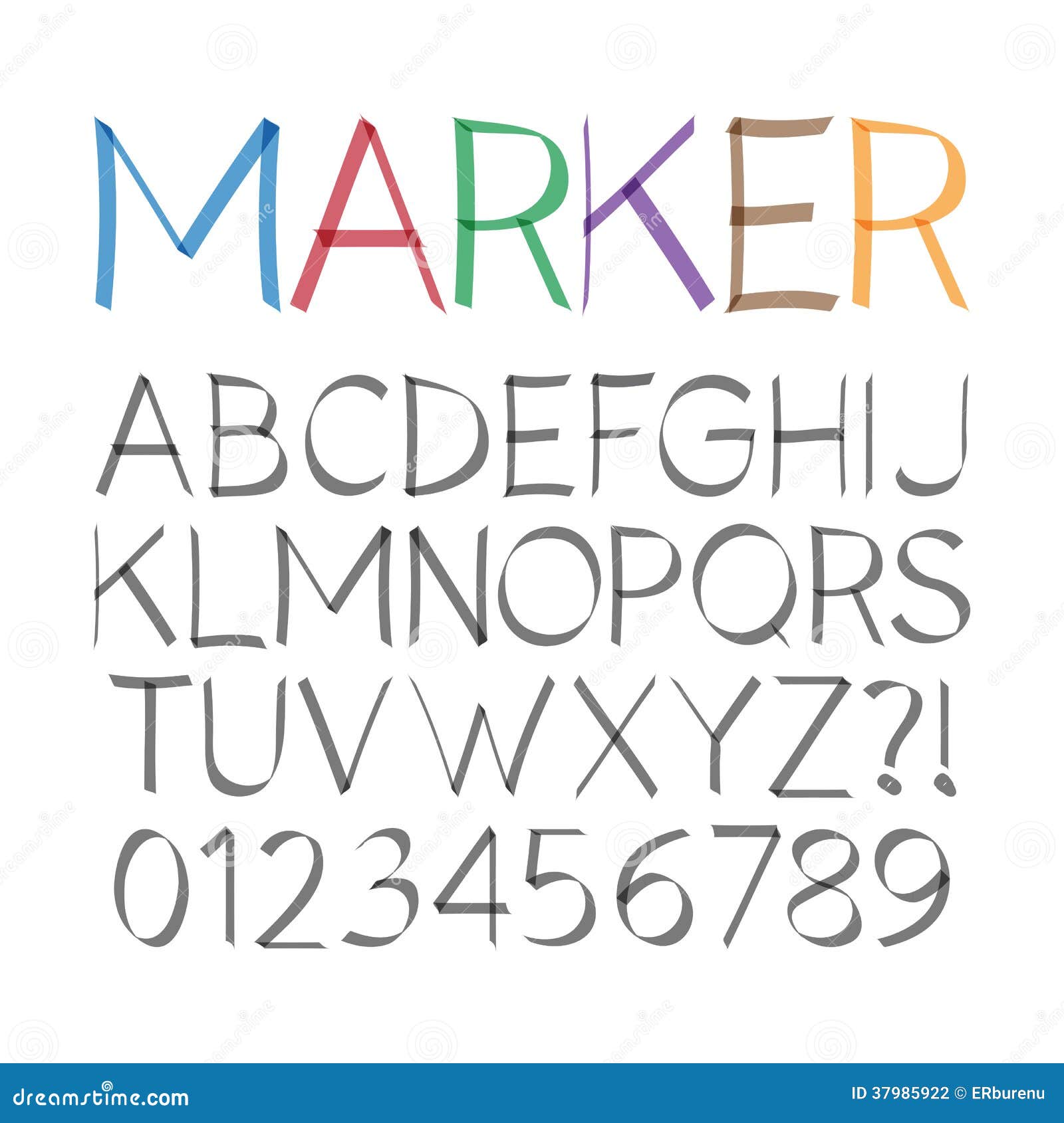 Marker Pen Font and Numbers Stock Vector - Illustration of language ...