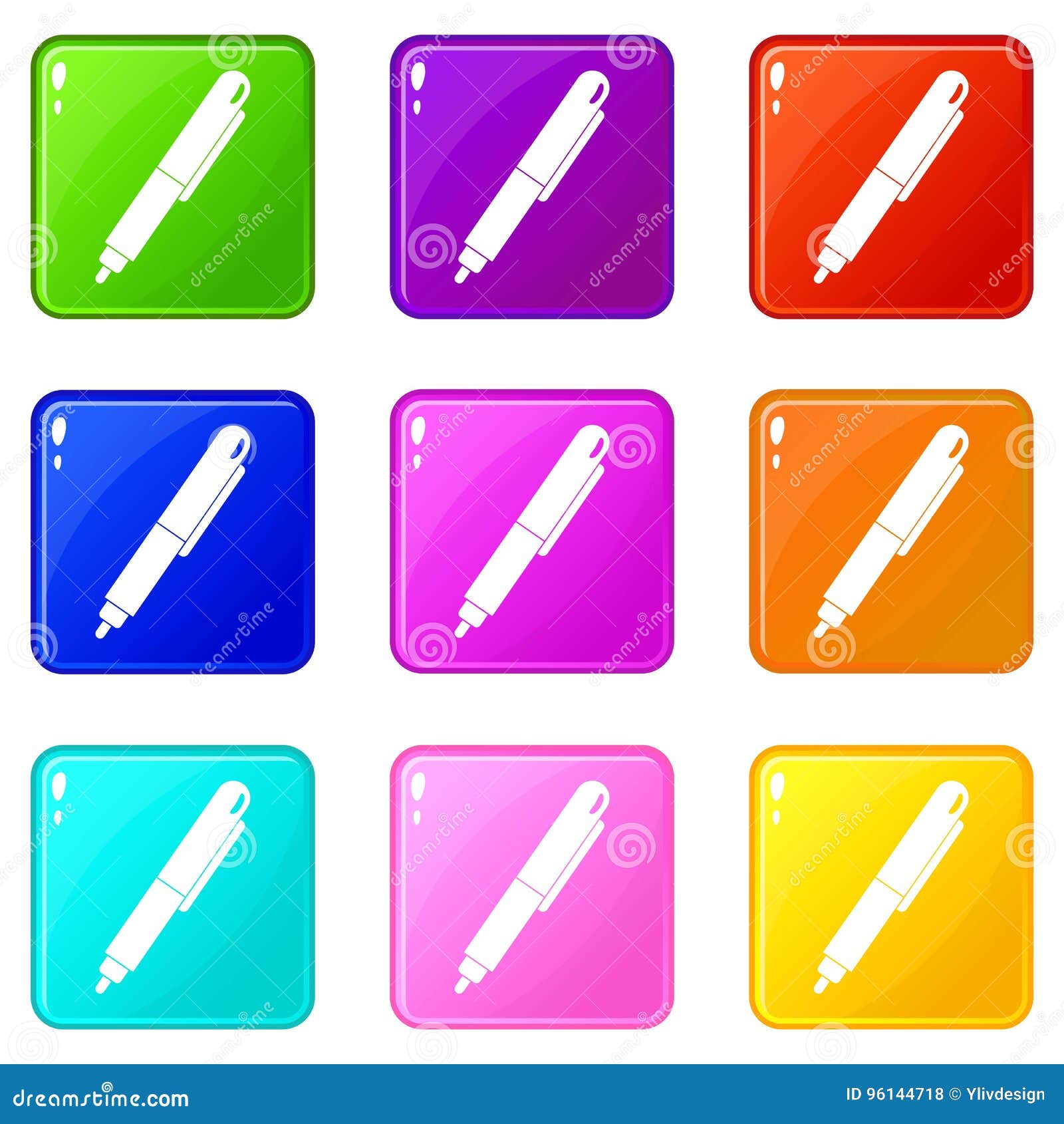 Marker pen icons 9 set stock vector. Illustration of marker - 96144718