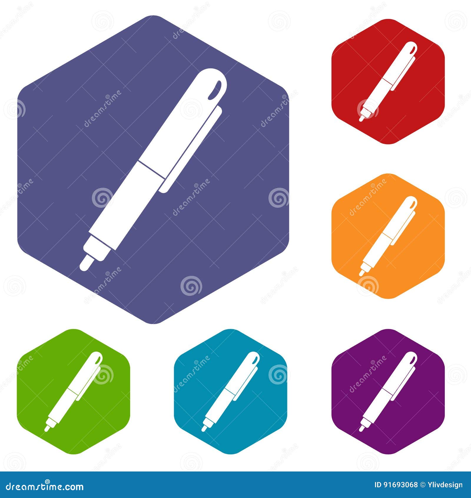 Marker Pen Icons Set Hexagon Stock Vector - Illustration of paper ...
