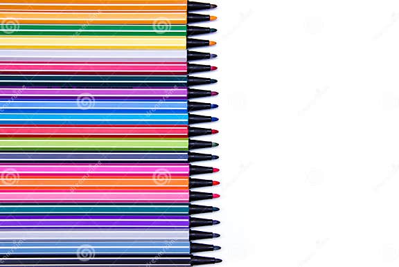 Marker pens ink in a row stock image. Image of artistic - 48034809