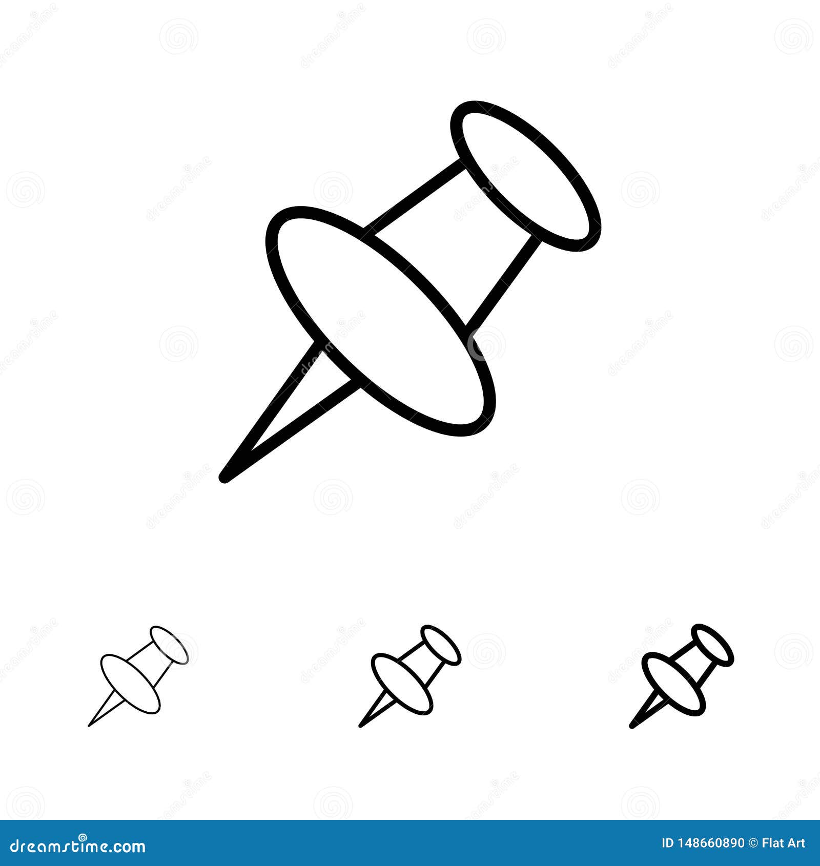 Marker, Pin, Mark Bold and Thin Black Line Icon Set Stock Vector ...