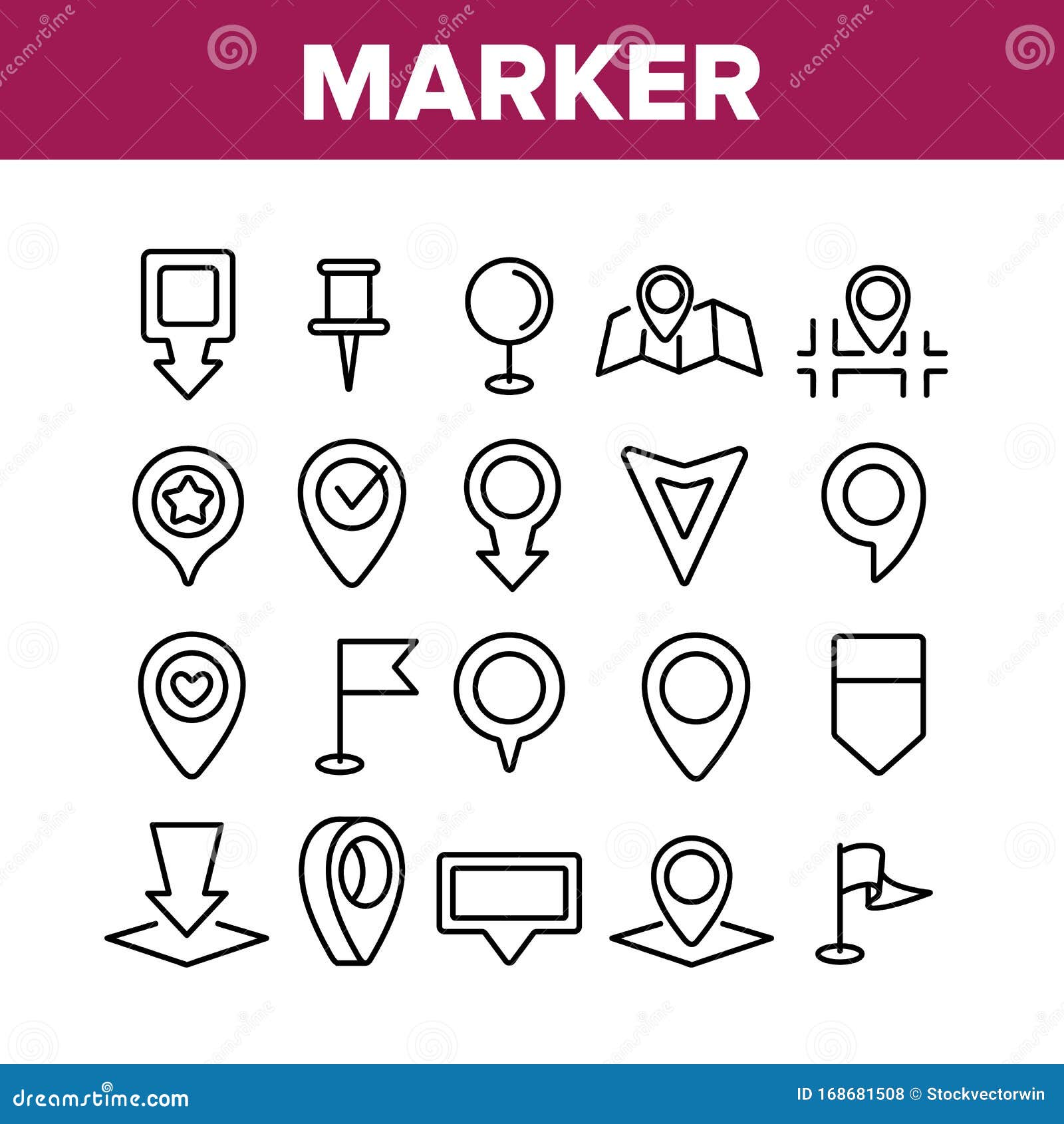 Marker Pointer Gps Map Collection Icons Set Vector Stock Vector ...