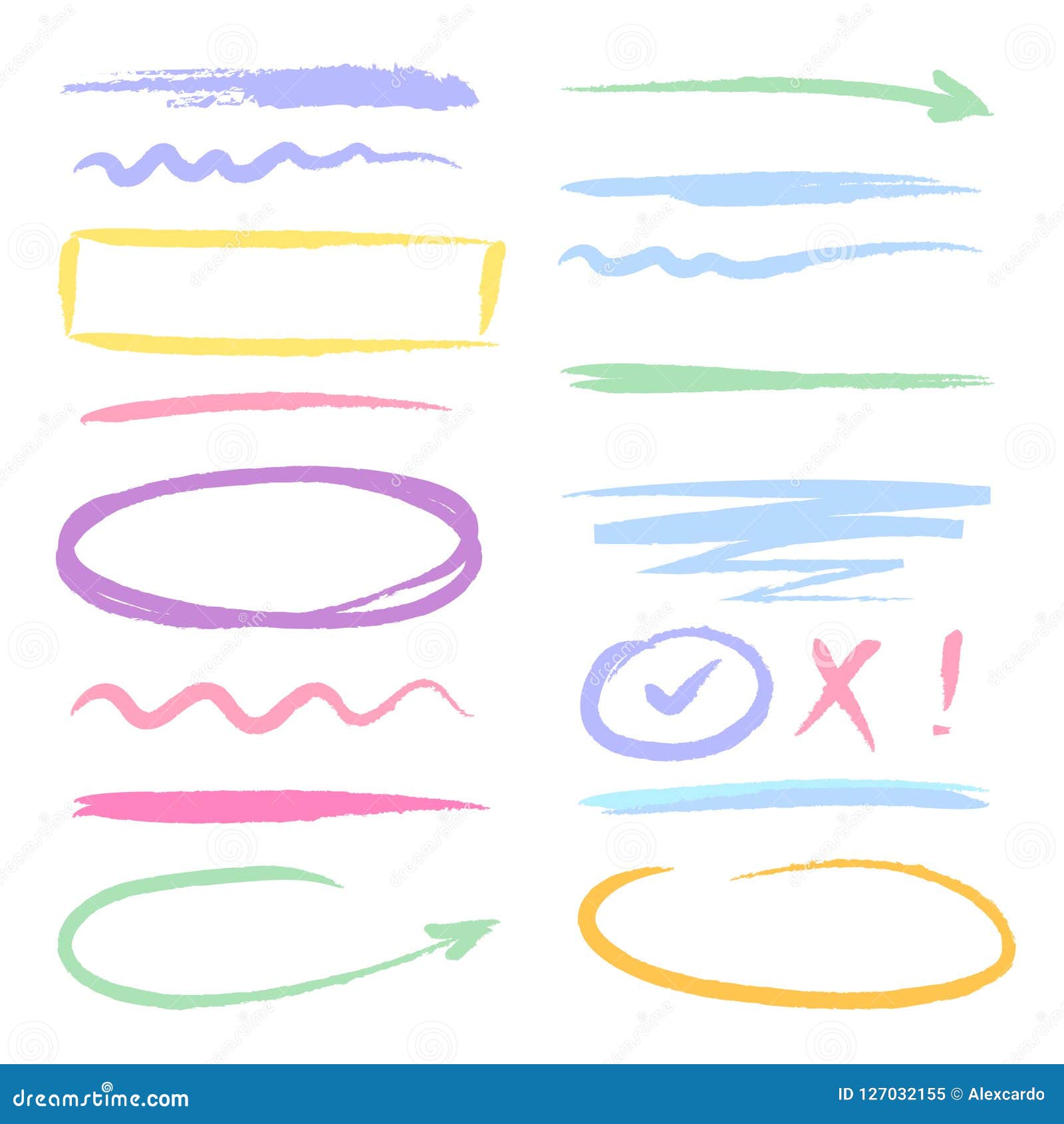 Marker Red Highlighters. Hand Drawn Brush Ink Scribble Forms Stock ...