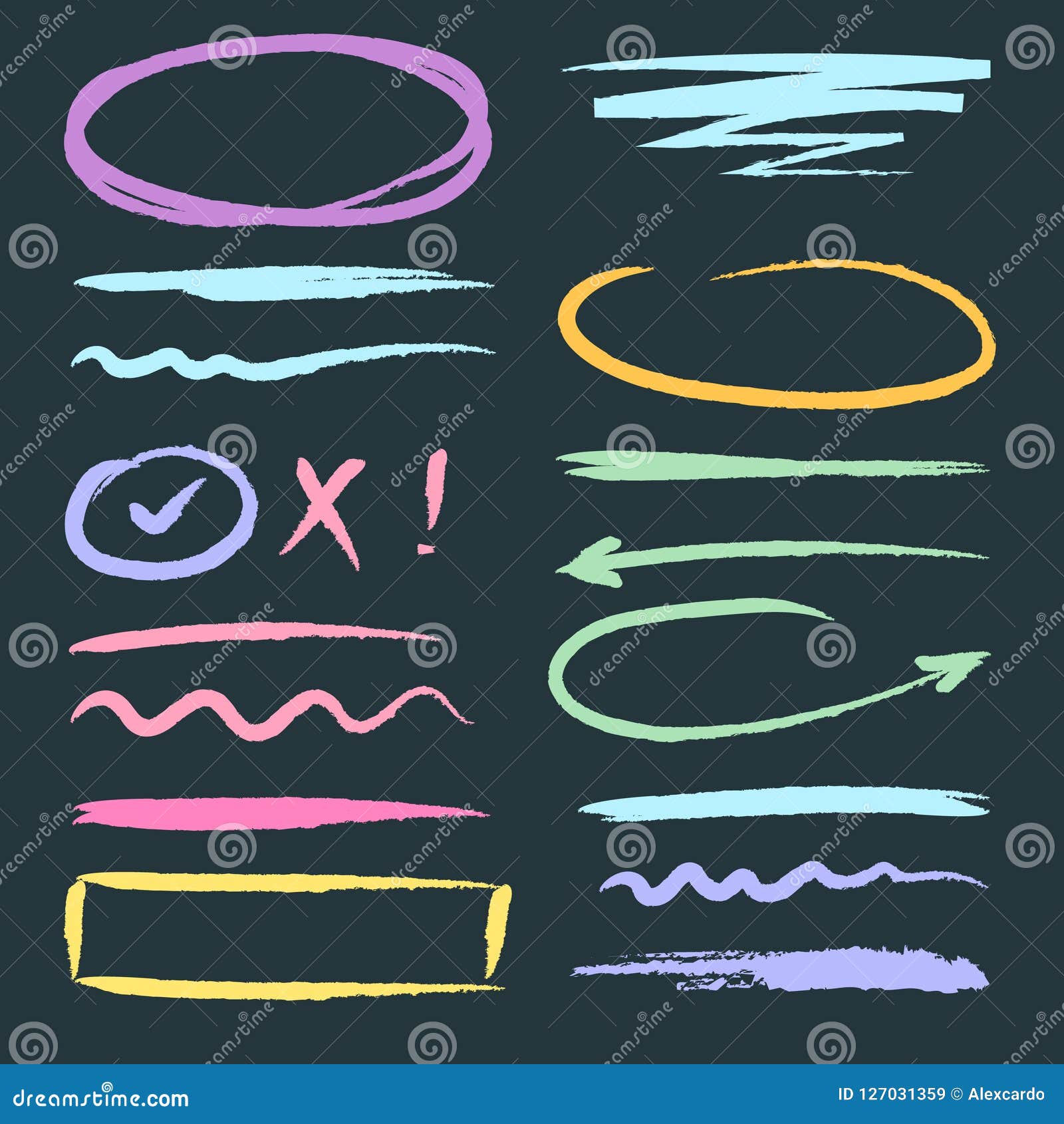 Marker Red Highlighters. Sketch Brush Ink Scribble Forms Stock Vector ...