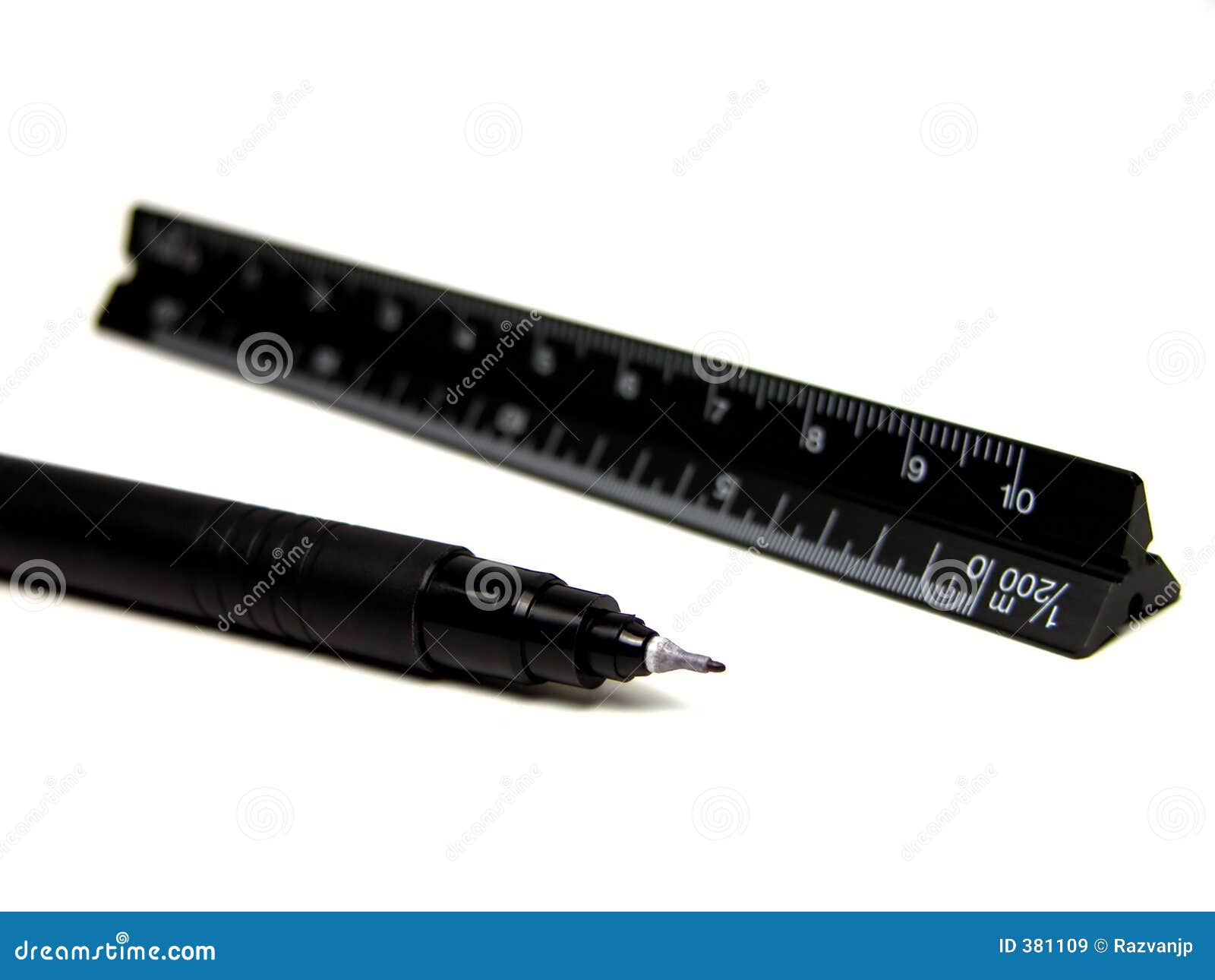 Marker and ruler stock image. Image of products, writing - 381109