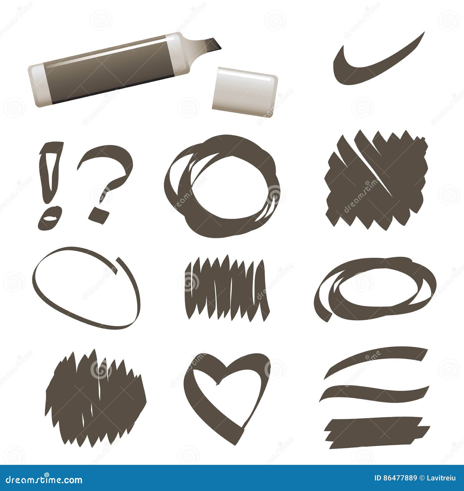 Marker scribble set stock vector. Illustration of brush - 86477889