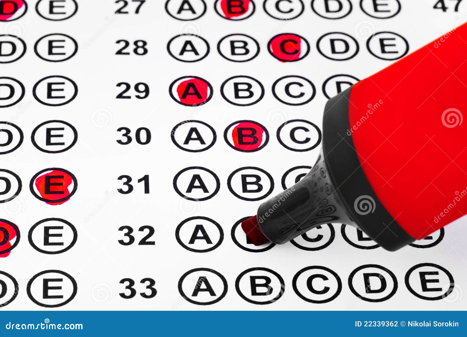 Marker and test stock photo. Image of document, option - 22339362