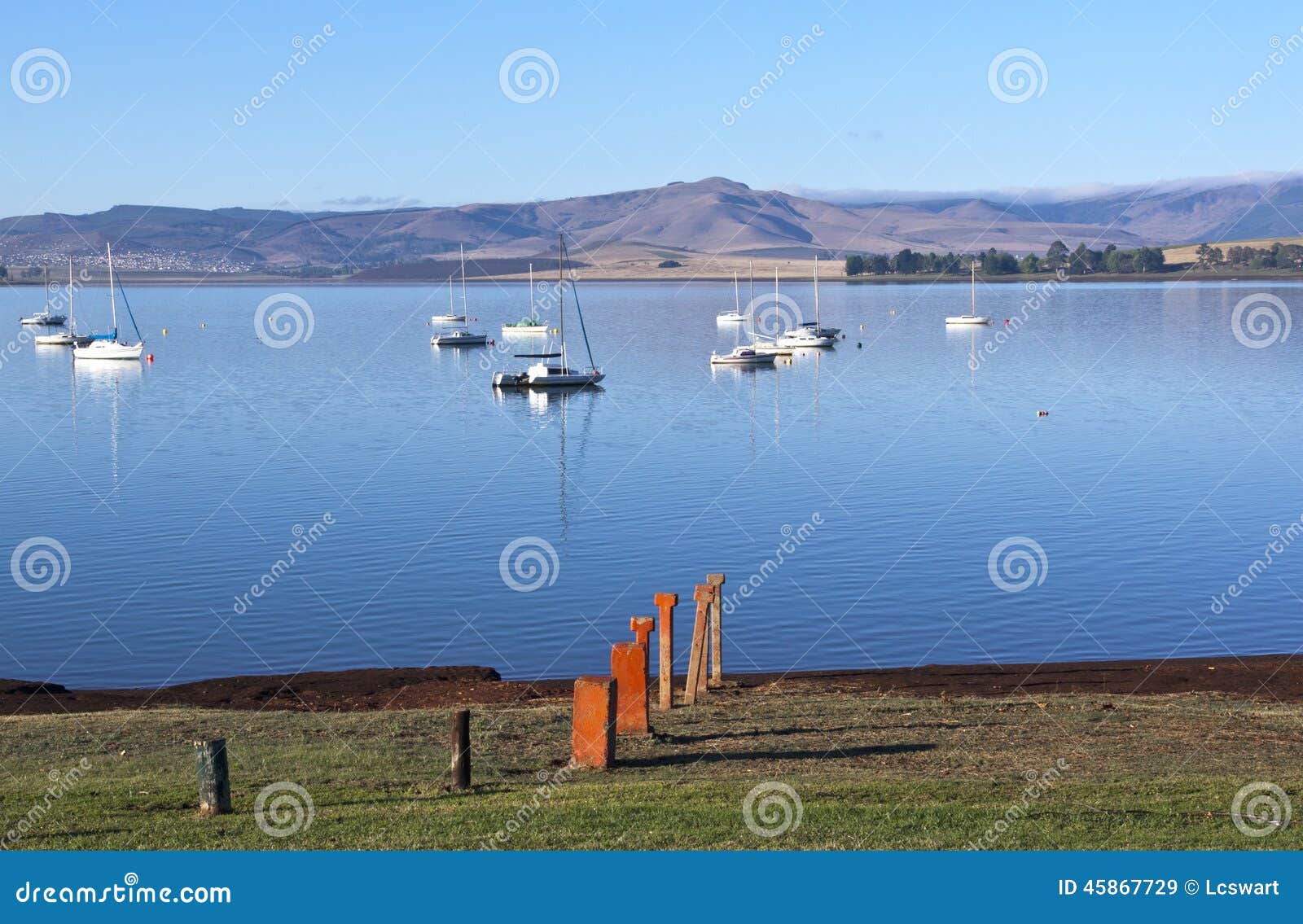 Markers Leading into the Water at Midmar Dam Stock Image - Image of ...