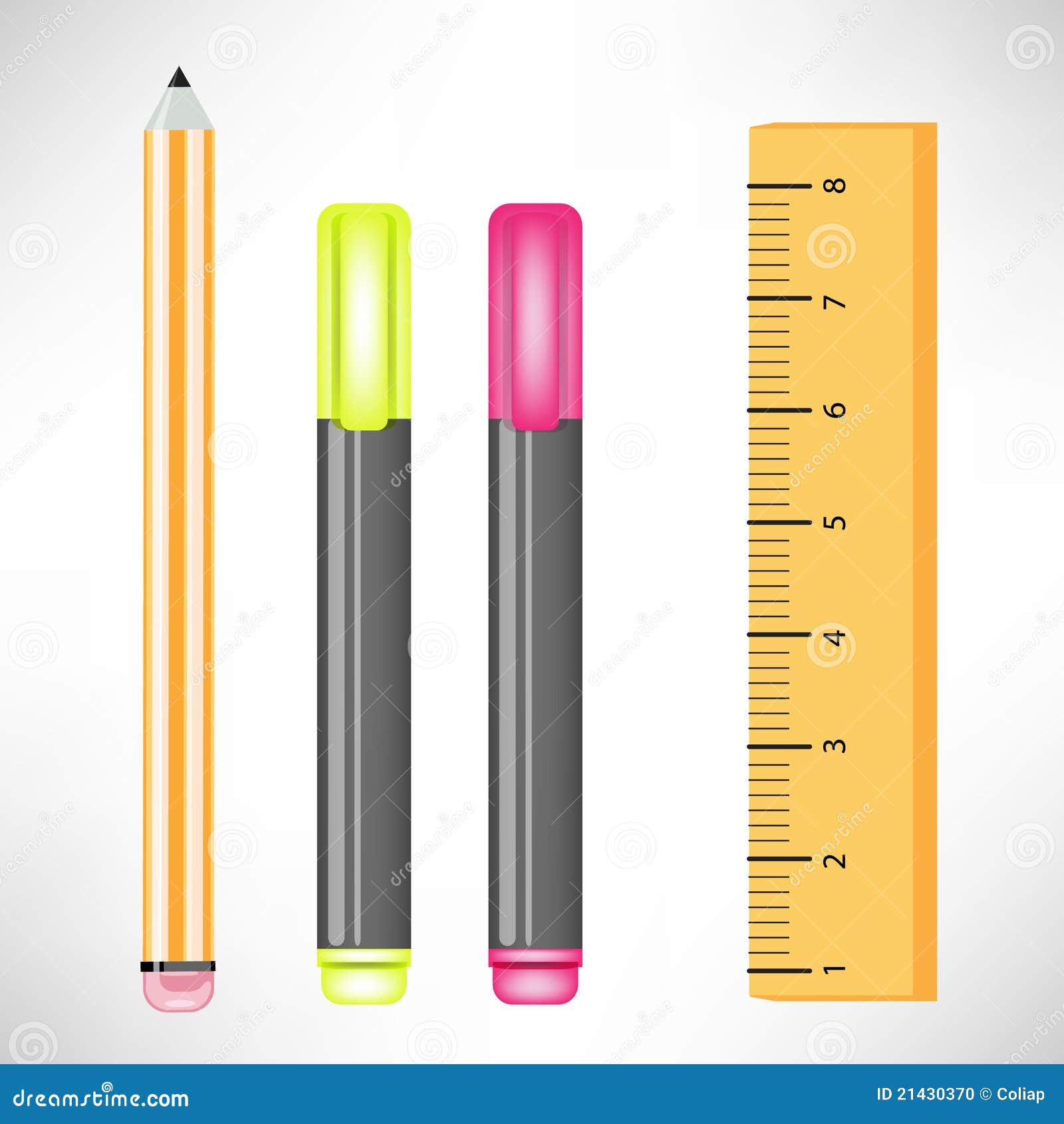 Markers pencil and rulers stock vector. Illustration of drawing - 21430370