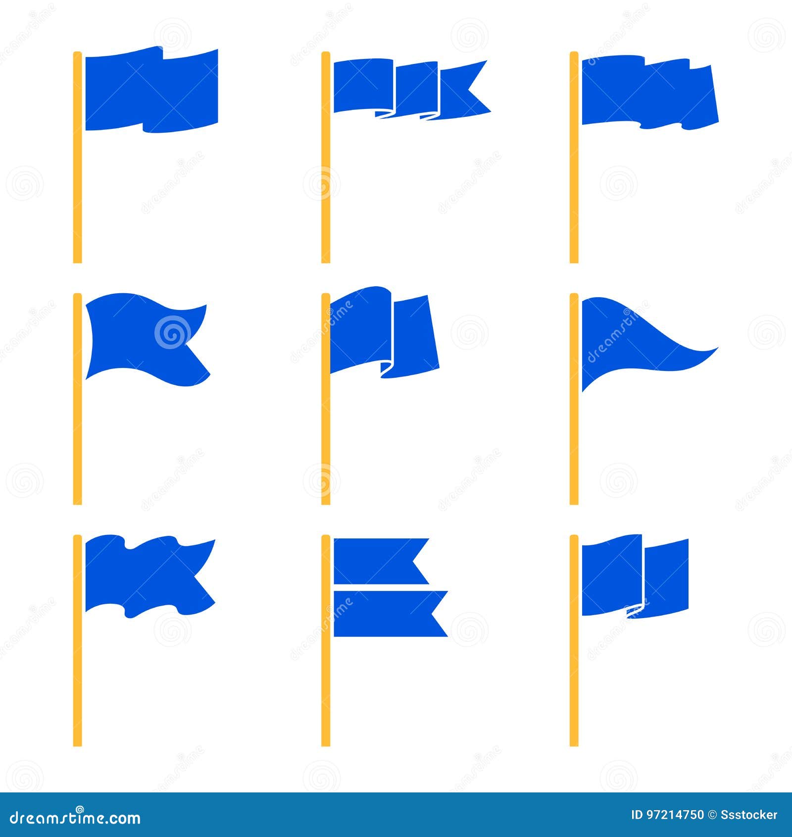 Markers or Pointer Blue Flags Set Stock Vector - Illustration of ...