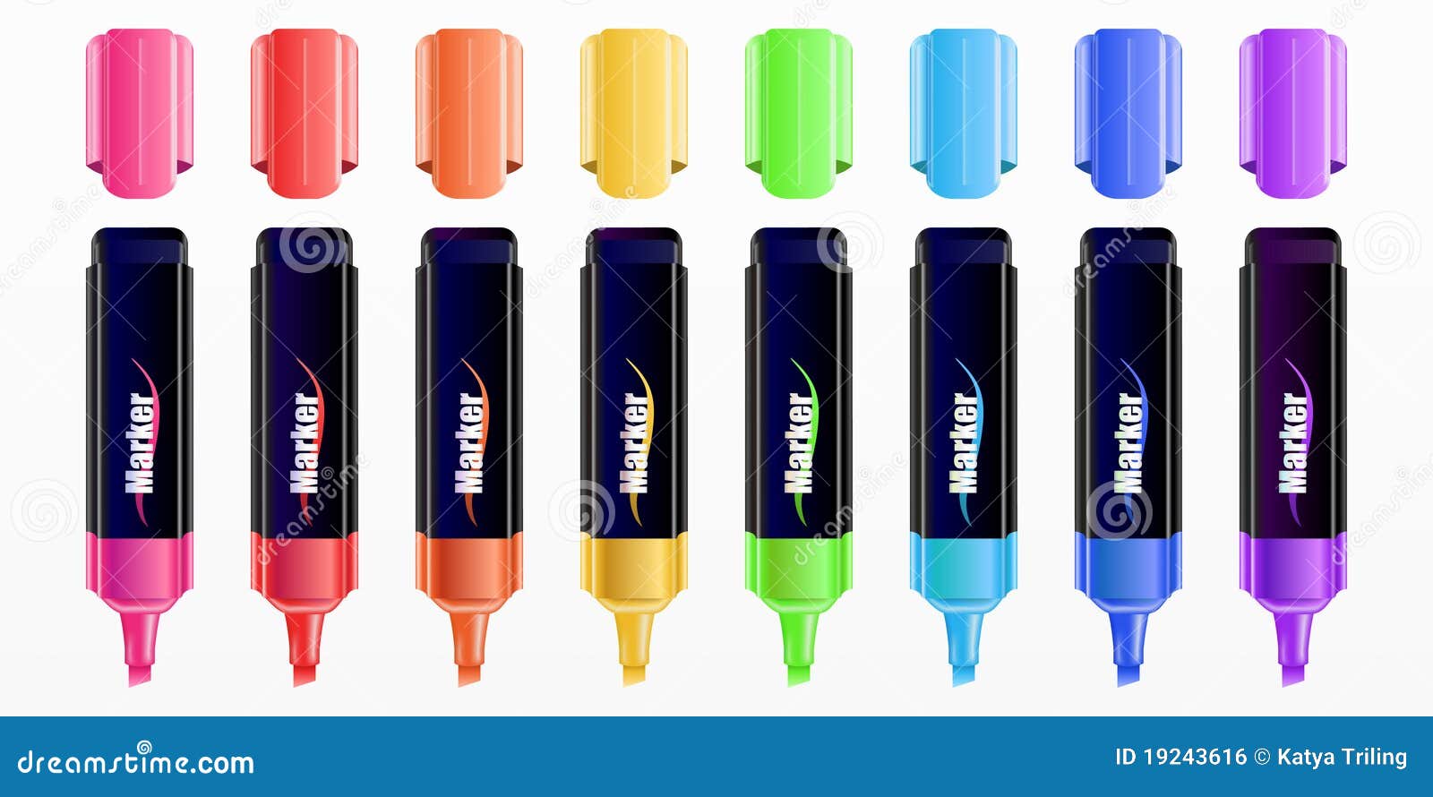 Markers set stock vector. Illustration of equipment, color - 19243616