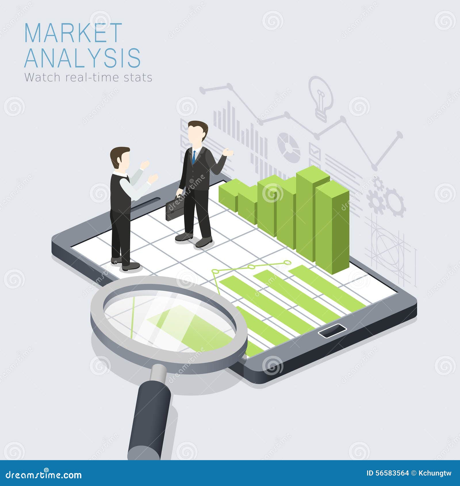 Market analysis concept stock vector. Illustration of isometric - 56583564