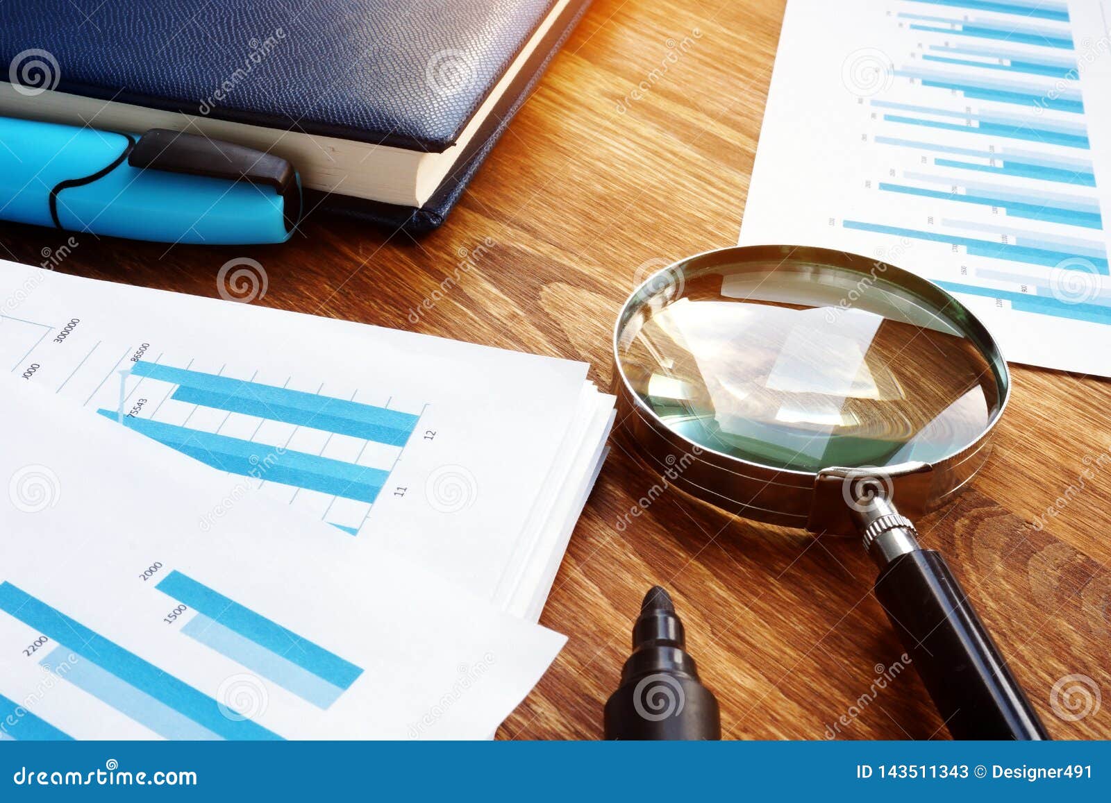 Market Analysis. Magnifying Glass and Business Report Stock Image ... Market Analysis. Magnifying Glass and Business Report Stock Image ...