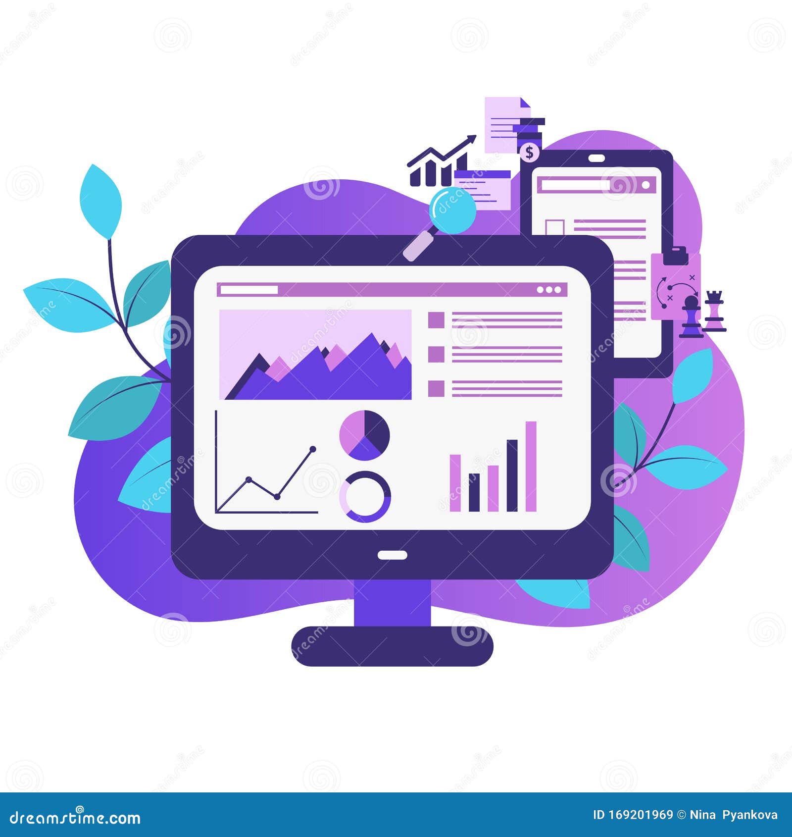 Market Analysis Vector Concept Stock Vector - Illustration of graph ...