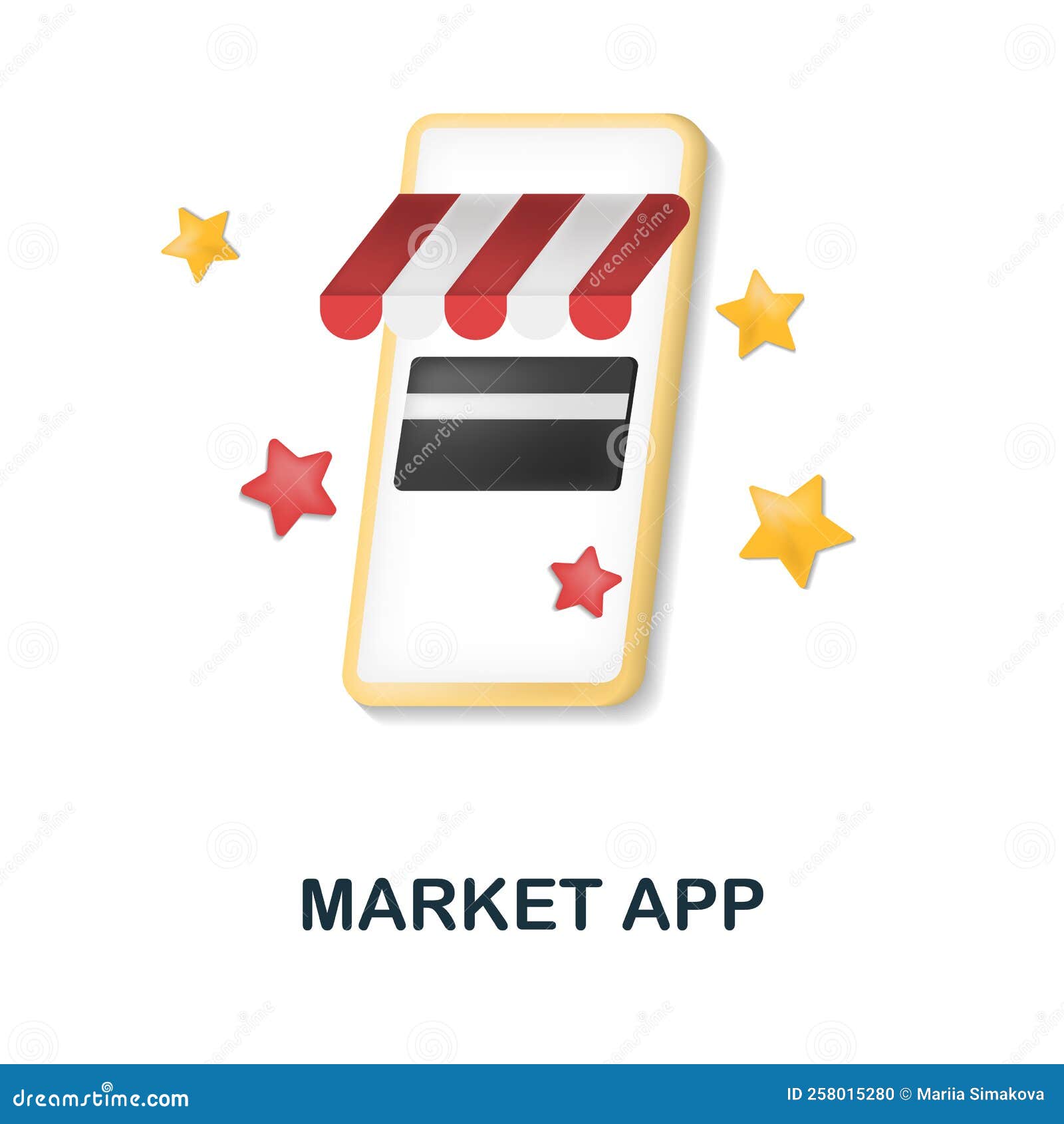 Market App Icon. 3d Illustration from E-commerce Collection Stock ...