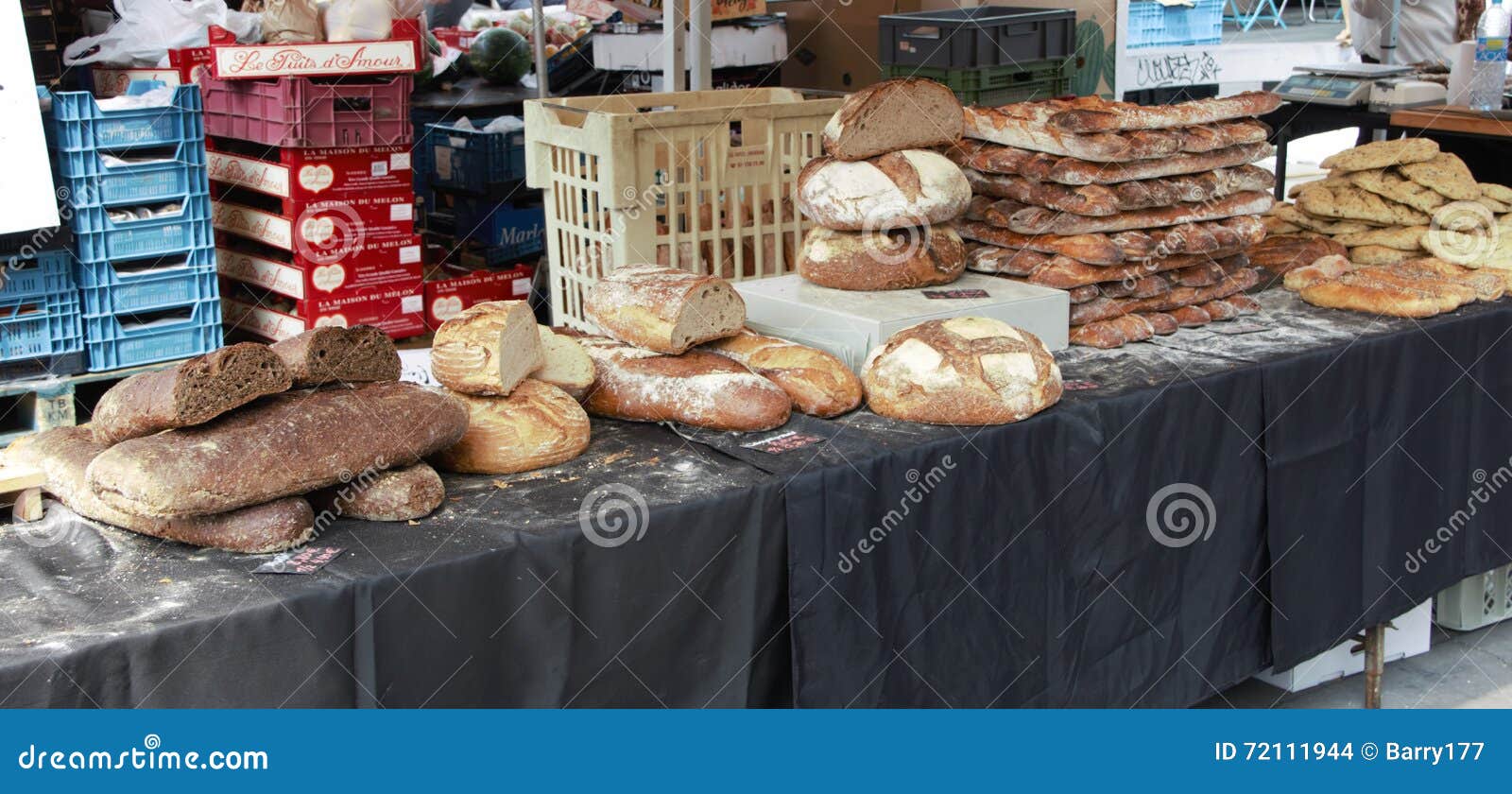 Market Bread Stall. editorial stock image. Image of flour - 72111944