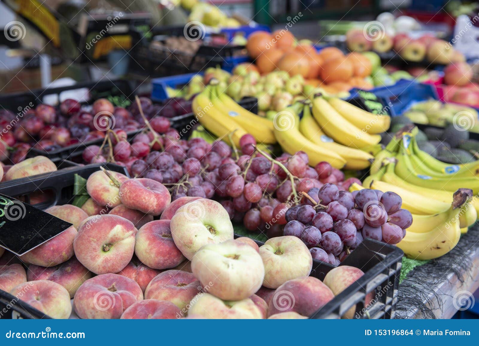Fruit on the market stock photo. Image of wooden, scattered - 153196864