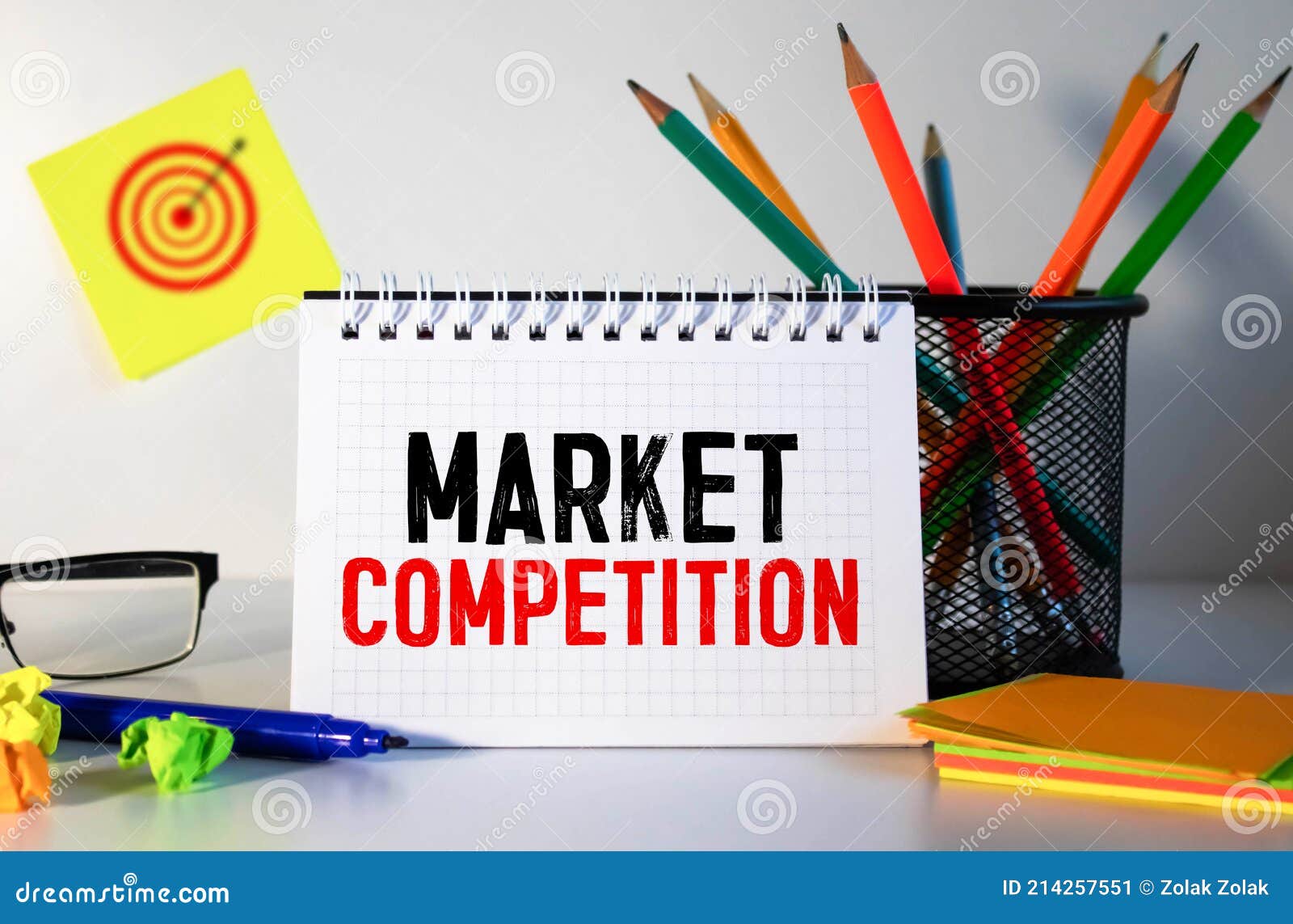 Market Competition Text Written on Notebook with Pencils and Office ...