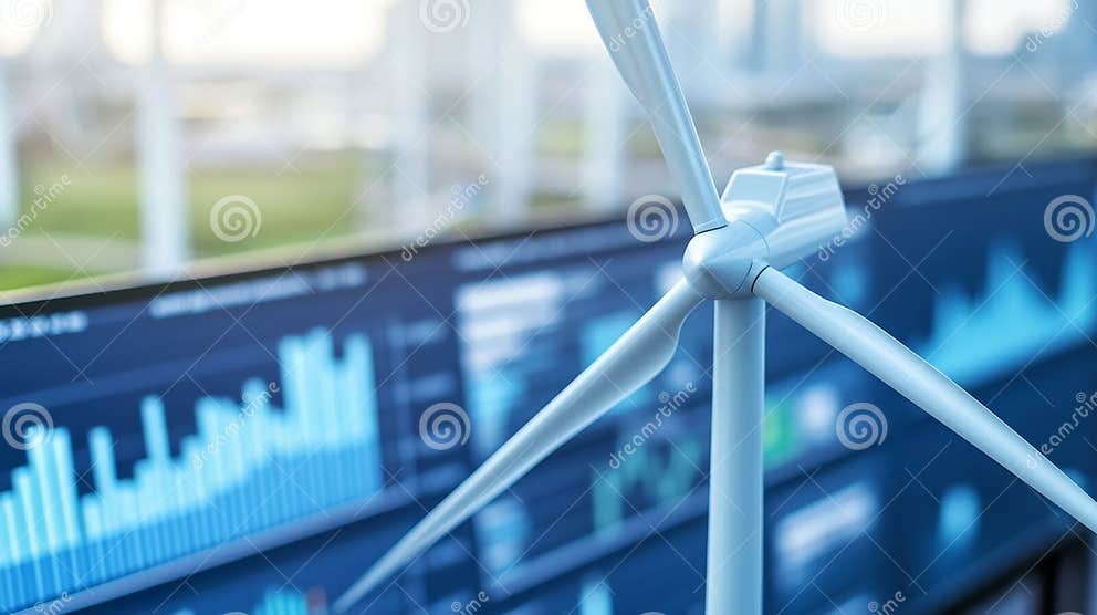 Market Data Performance Visualization with Wind Turbine in Focus Stock ...