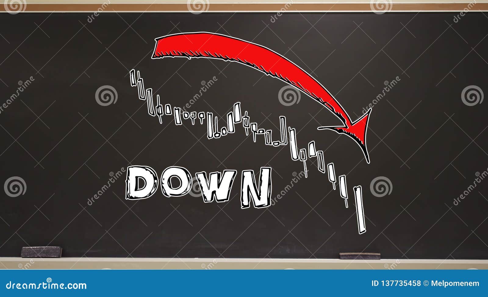 Market Down Trend Chart on a Blackboard Stock Illustration ...