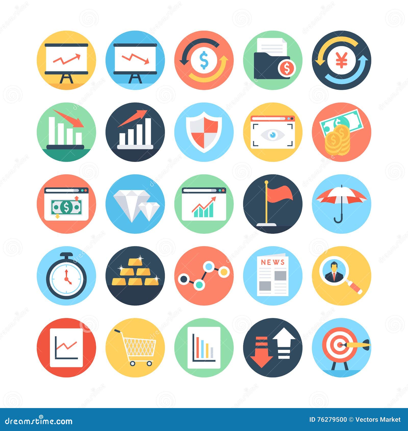 Market and Economics Colored Vector Icons 4 Stock Illustration ...