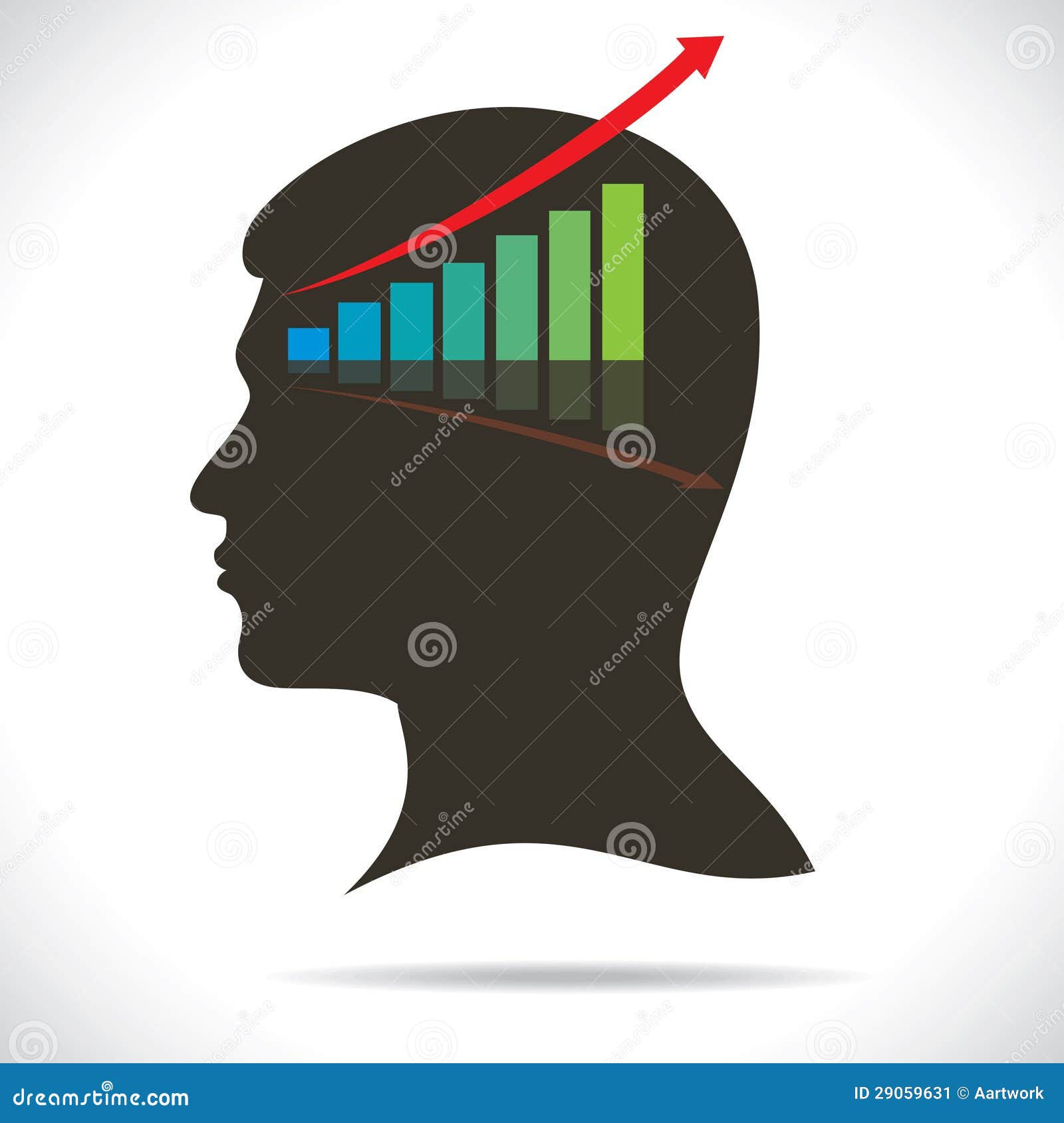 Market graph in human head stock vector. Illustration of gain - 29059631