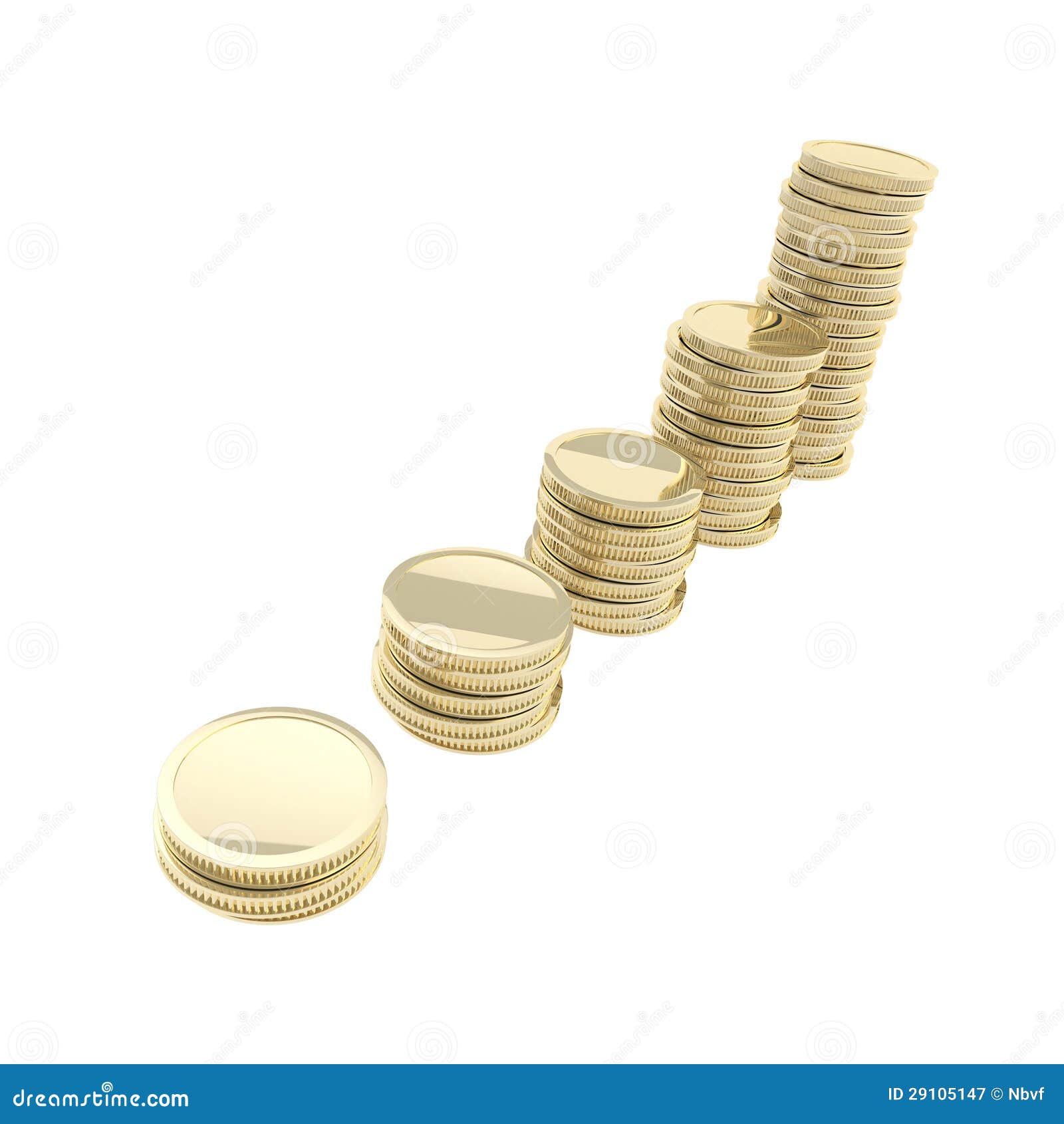 Market Growth As Golden Coin Stack Piles Isolated Stock Illustration ...
