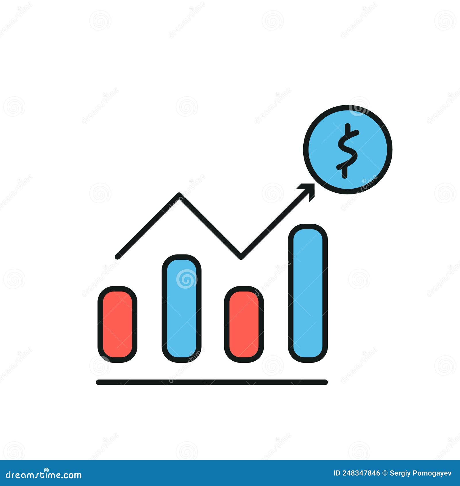 Market Growth Chart Linear Icon. Color Stock Vector - Illustration of ...