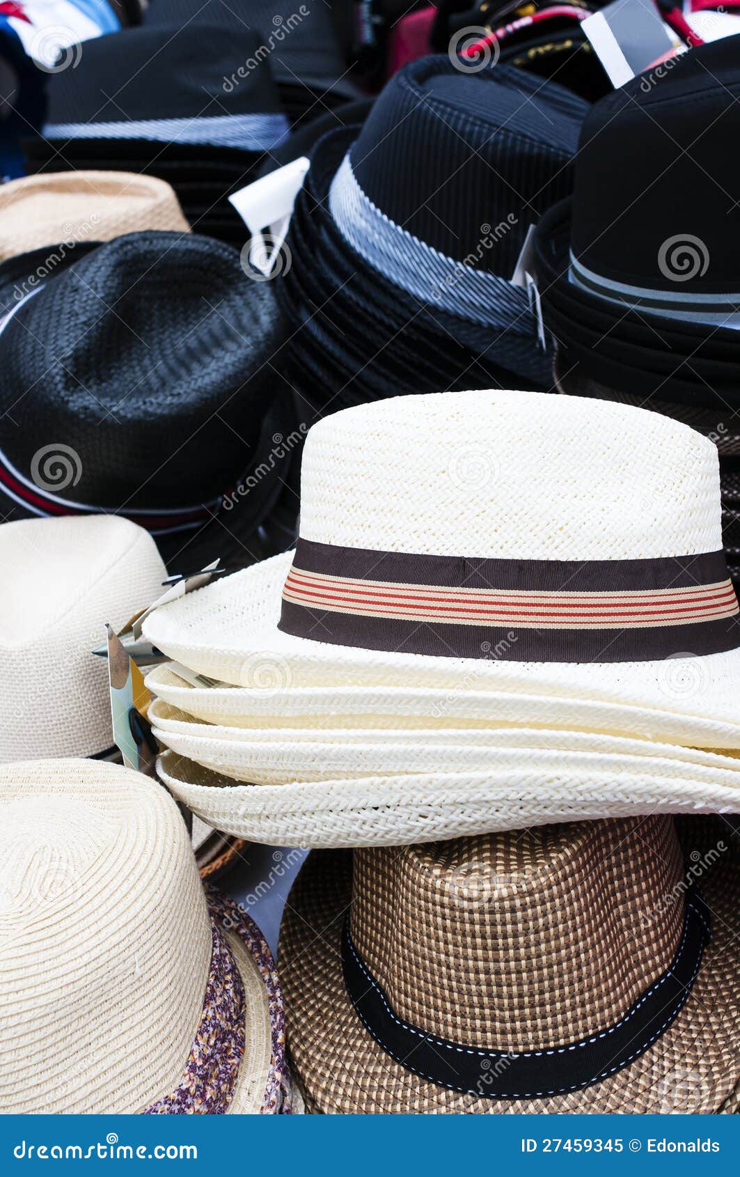 Market Hats stock image. Image of upright, band, woven - 27459345
