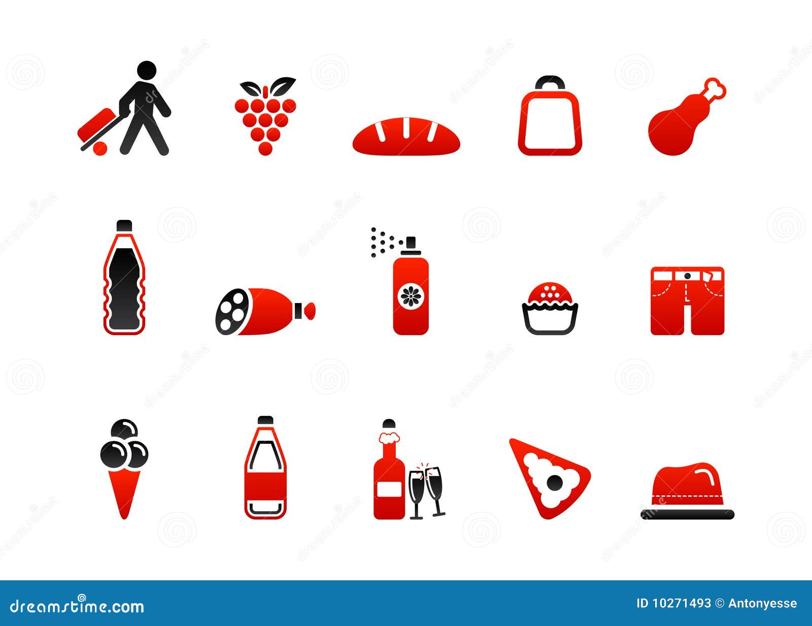 Market icons red four stock vector. Illustration of buttons - 10271493