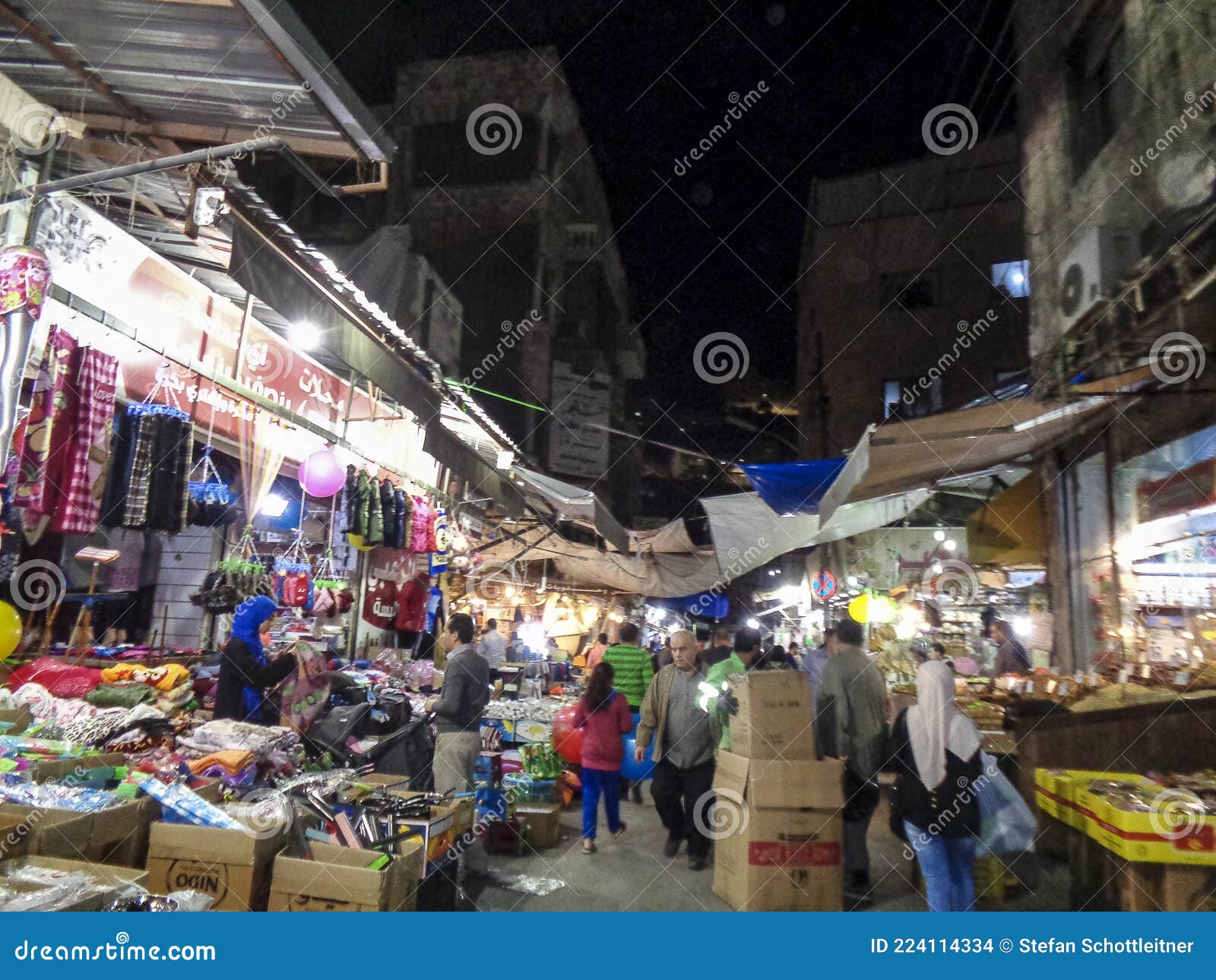The Market in Jordan at Night Editorial Stock Image - Image of vacation ...