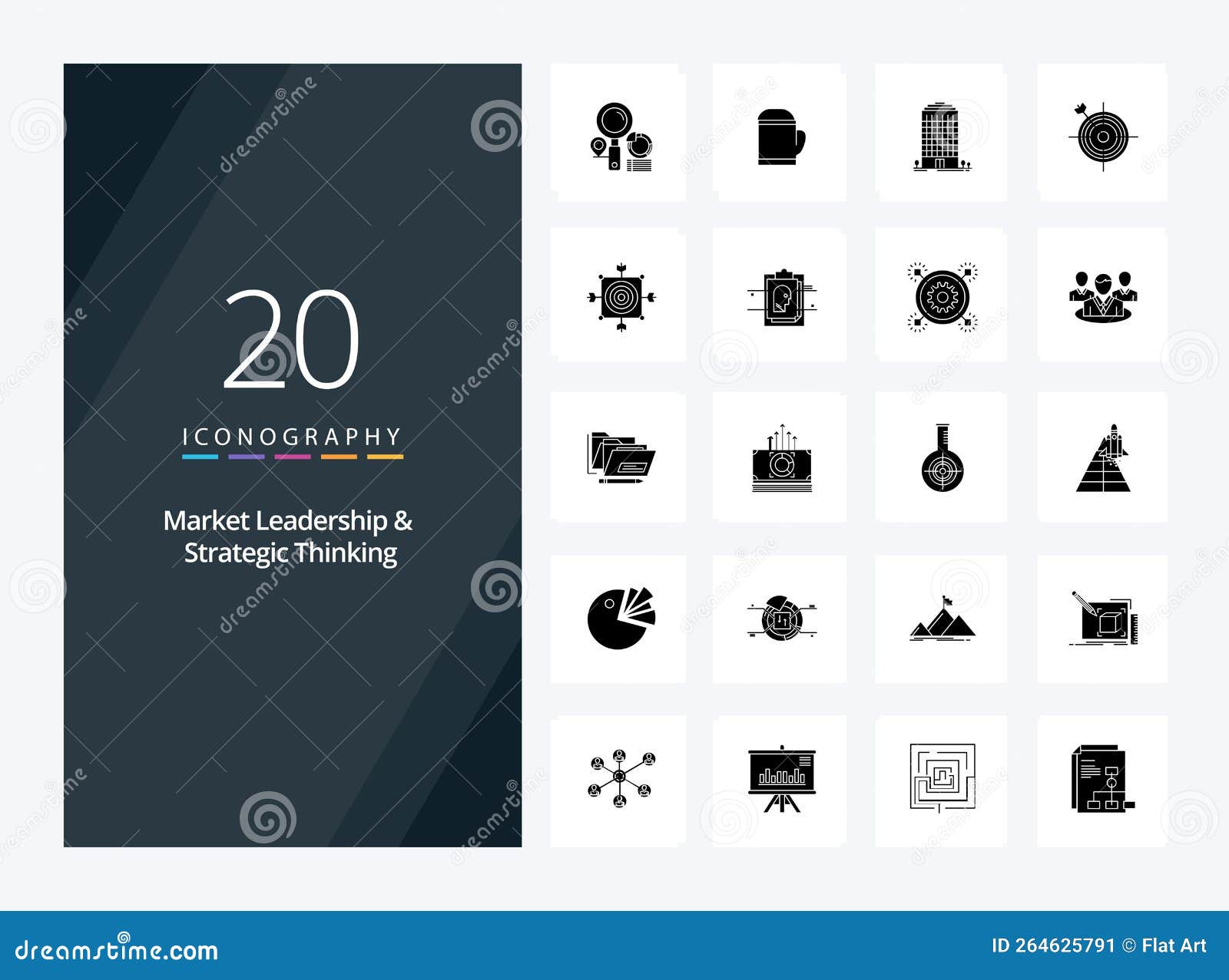 20 Market Leadership and Strategic Thinking Solid Glyph Icon for ...