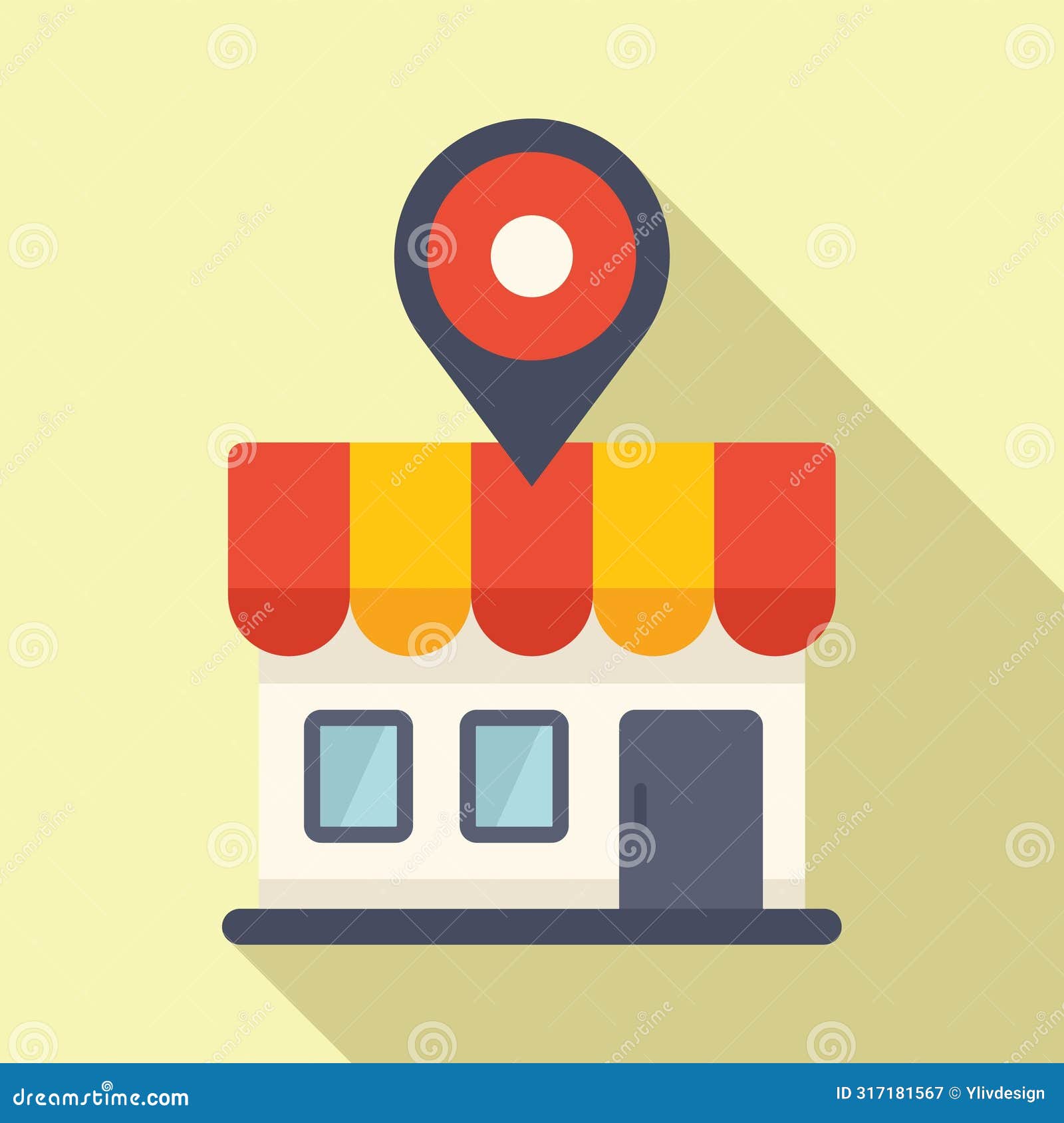 Market Locator Icon Flat Vector. Local Front Stock Illustration ...