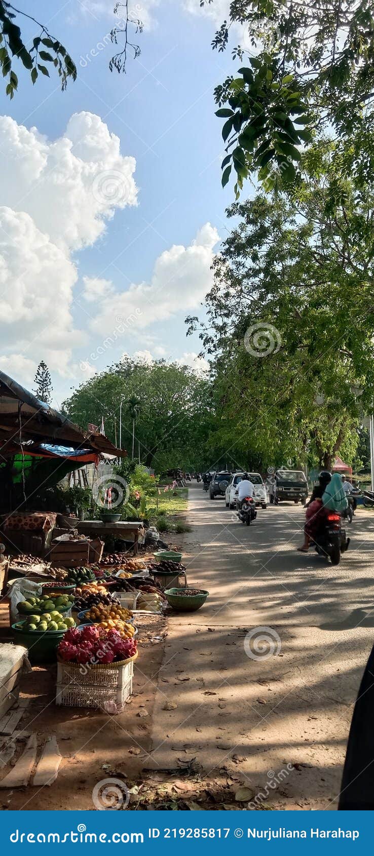 Market at the path stock image. Image of people, motorcycle - 219285817