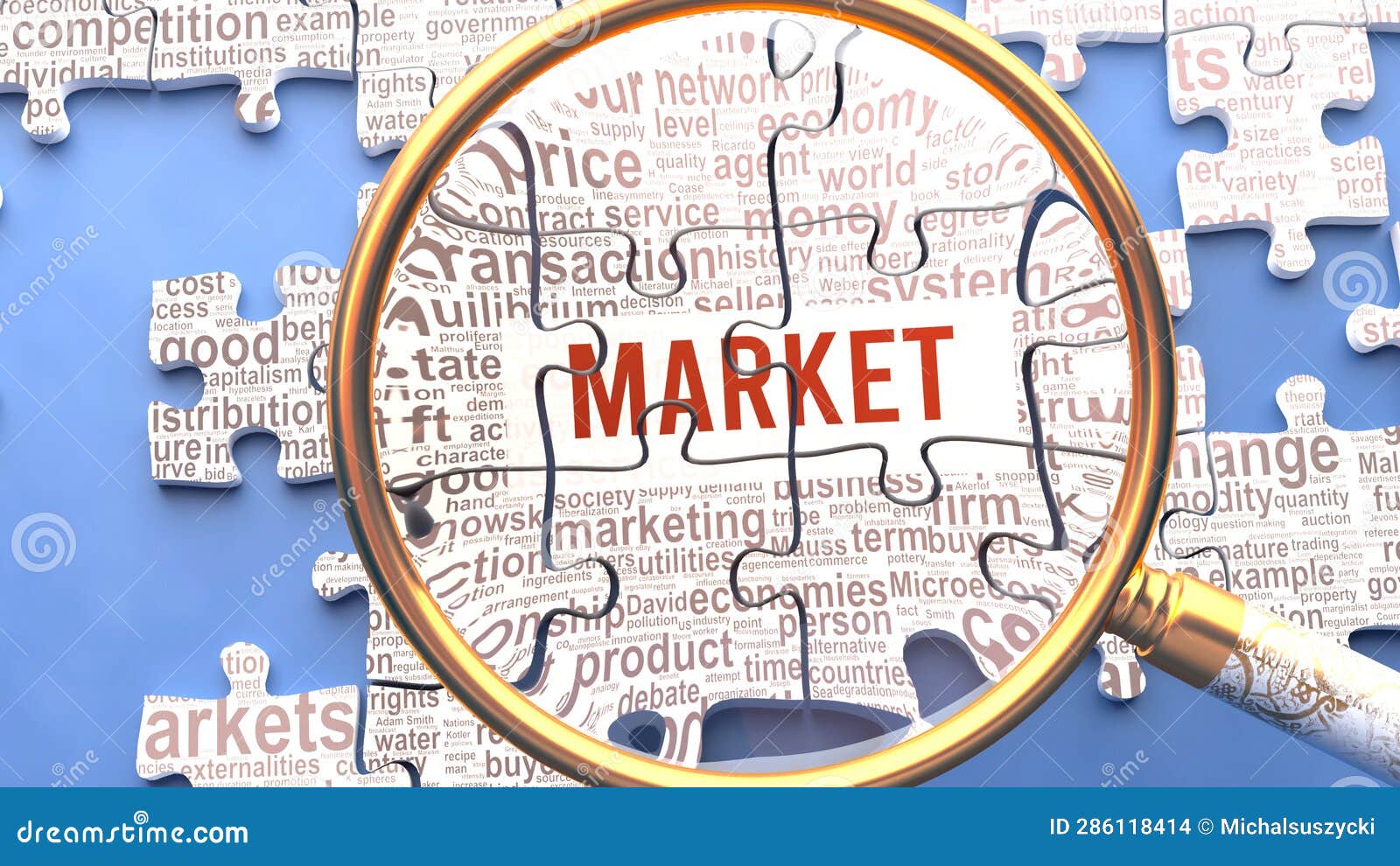 Market and Related Ideas on a Puzzle Pieces. a Metaphor Showing ...